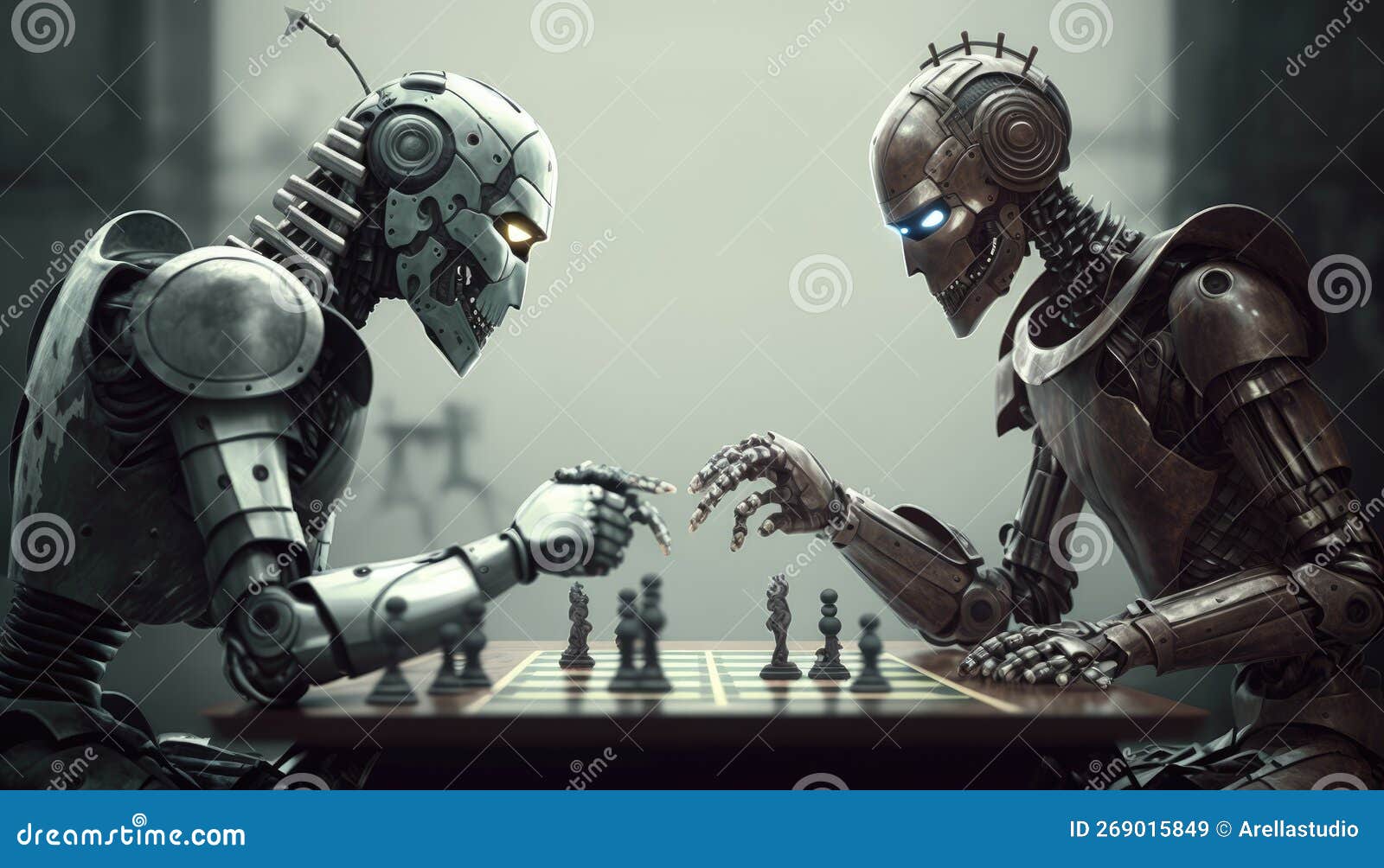 Batalla Entre Inteligencia Artificial Stock de ilustración ...