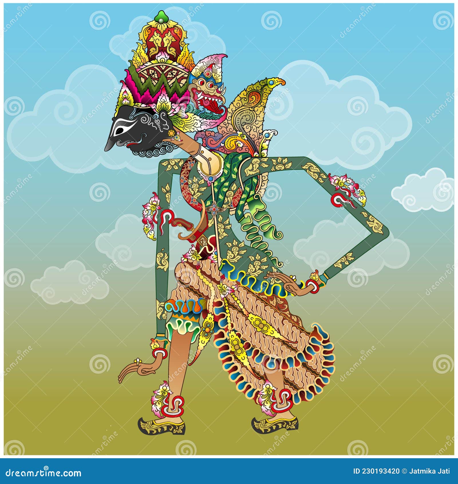 Batara Indra Shadow Puppet Character Stock Vector - Illustration of ...