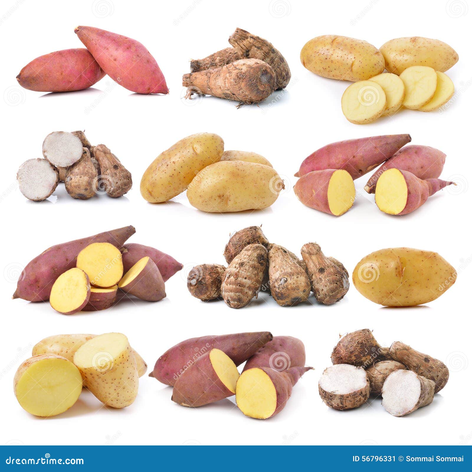 Batata Doce, Batata, Raiz De Taro No Fundo Branco Imagem de Stock ...