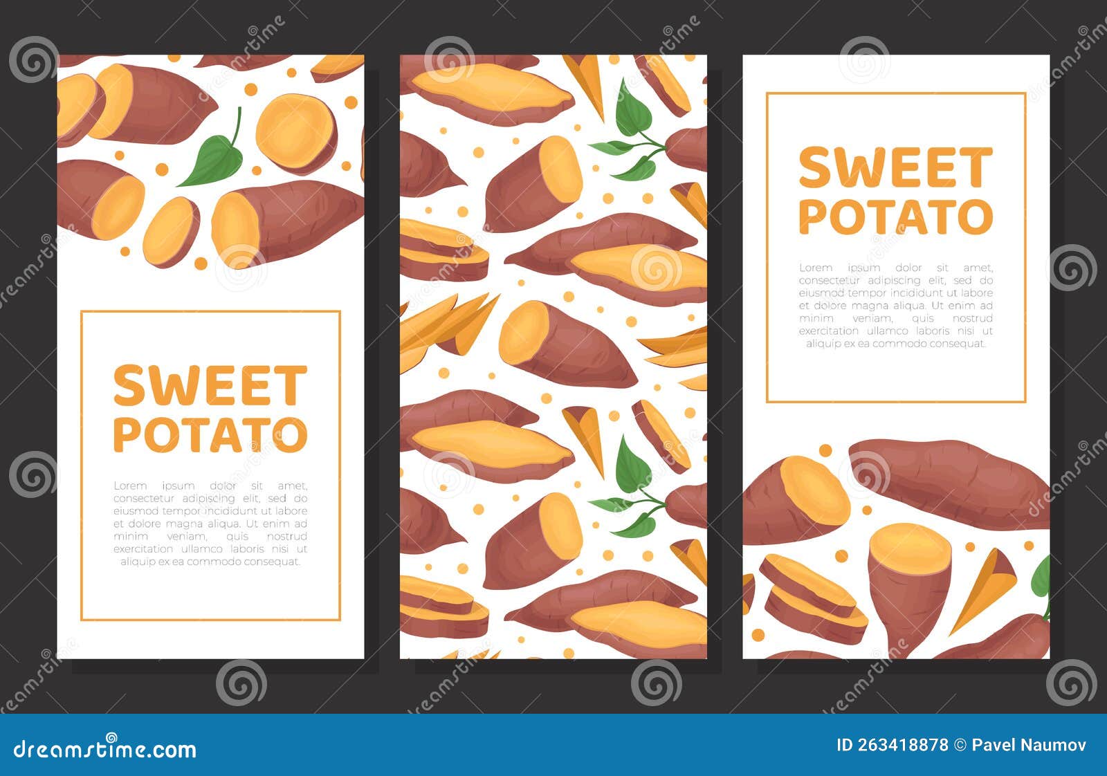 Batata Or Sweet Potato Root Vegetable Vertical Banner Design Vector
