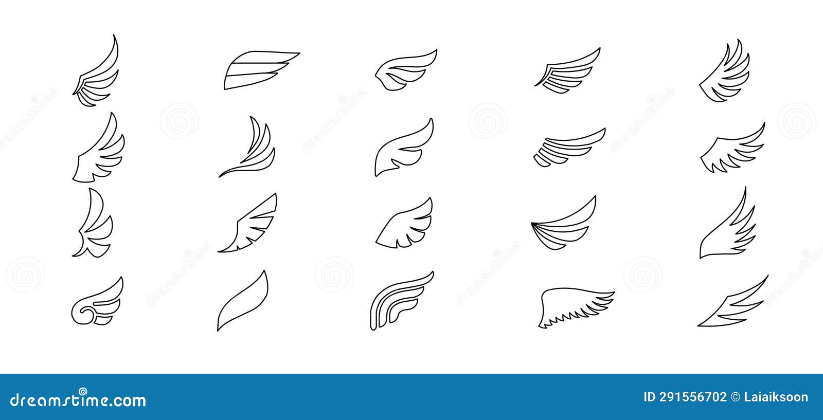 Set of Line Wings Icons. Wings Badges. Collection Wings Badges Stock ...