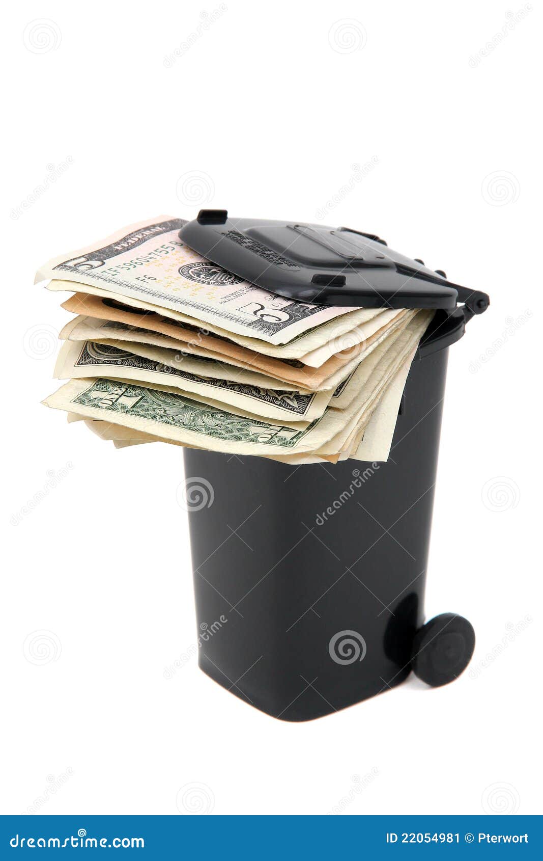 Batch of Bank Notes in Black Rubbish Bin Stock Image - Image of money ...