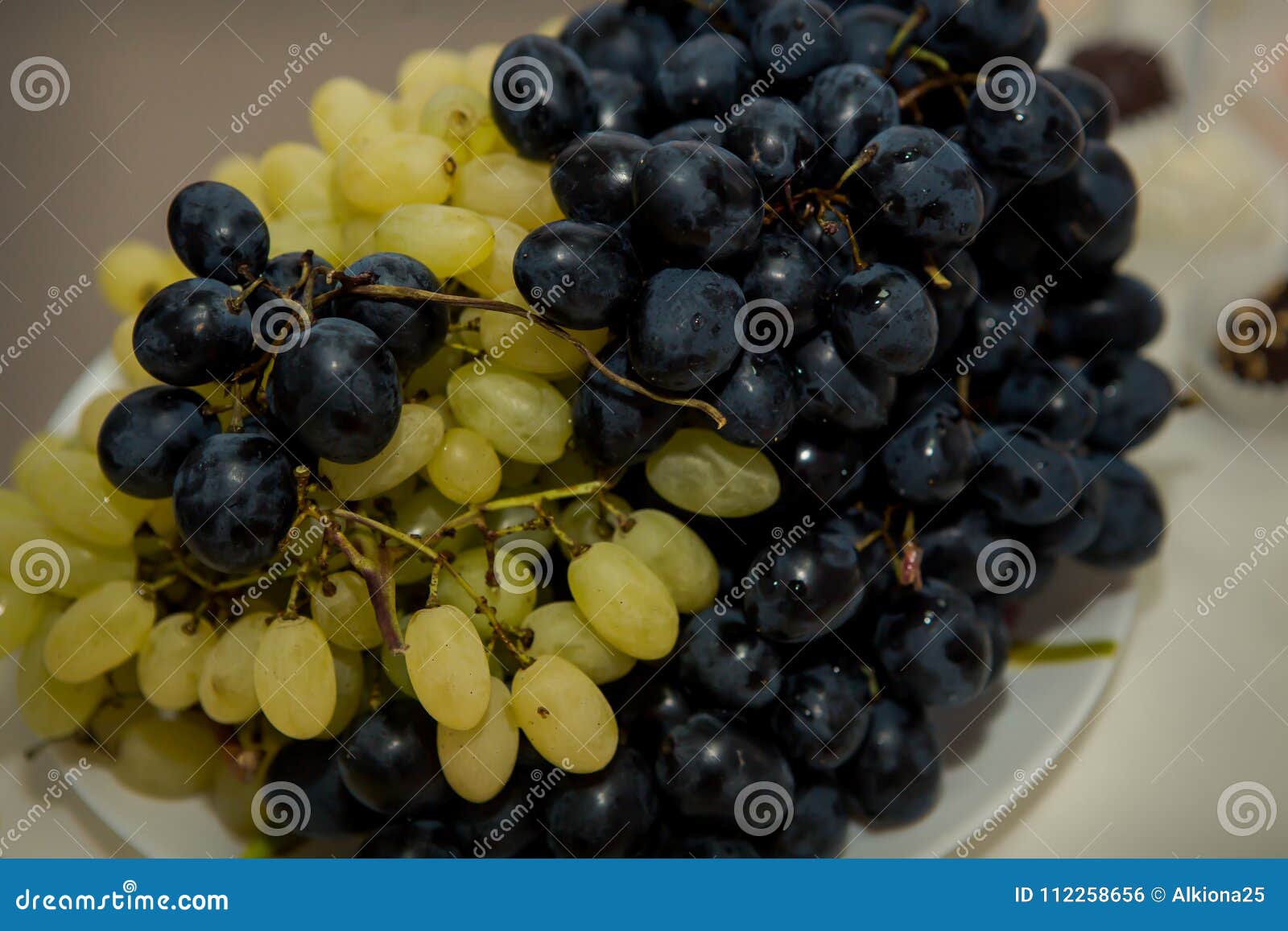 Batch of Fresh Blue and Green Grape Stock Photo - Image of water ...