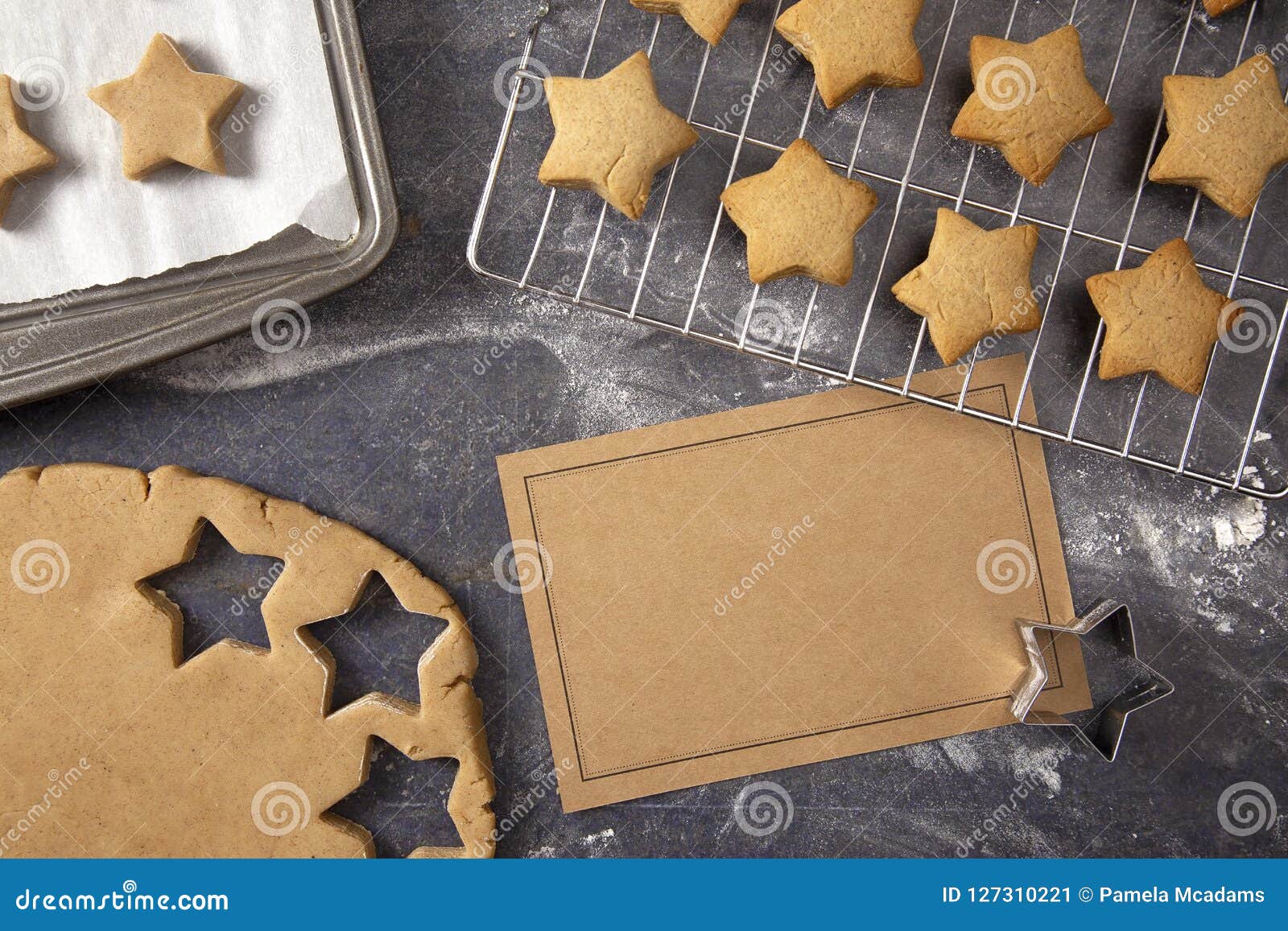 Batch of Gingerbread Stars Being Made on a Dark Surface with a B Stock ...
