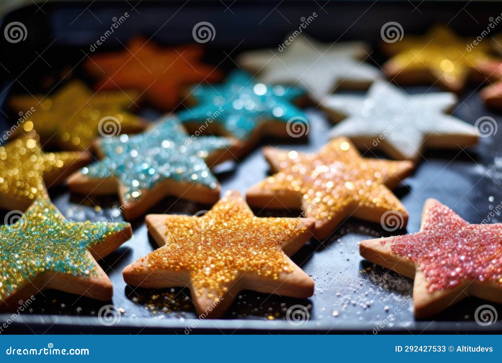 A Batch of Glittery Star-shaped Cookies Cooling Off Stock Image - Image ...
