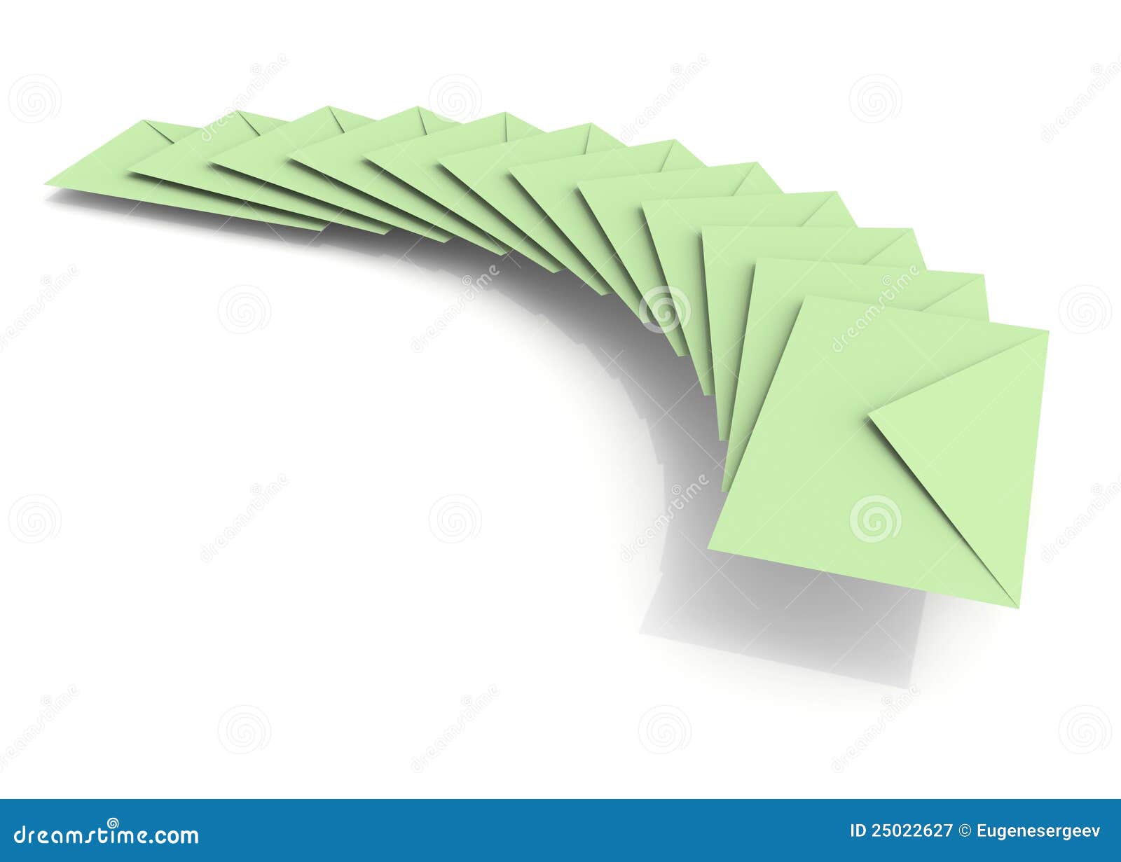 Batch of Light Green Envelopes on White Background Stock Illustration ...