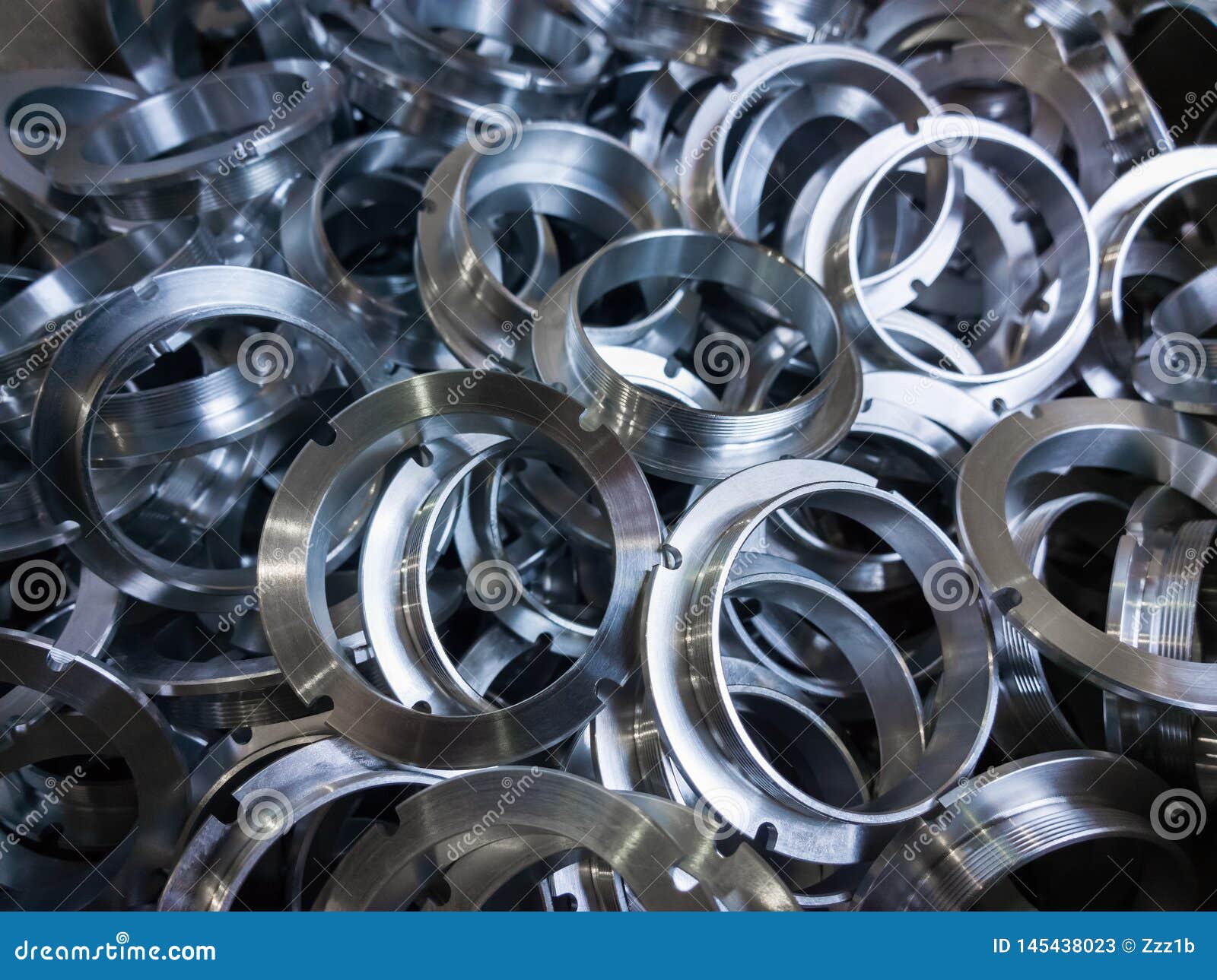 A Batch of Machined Shiny Metal Parts with Selective Focus Stock Image ...