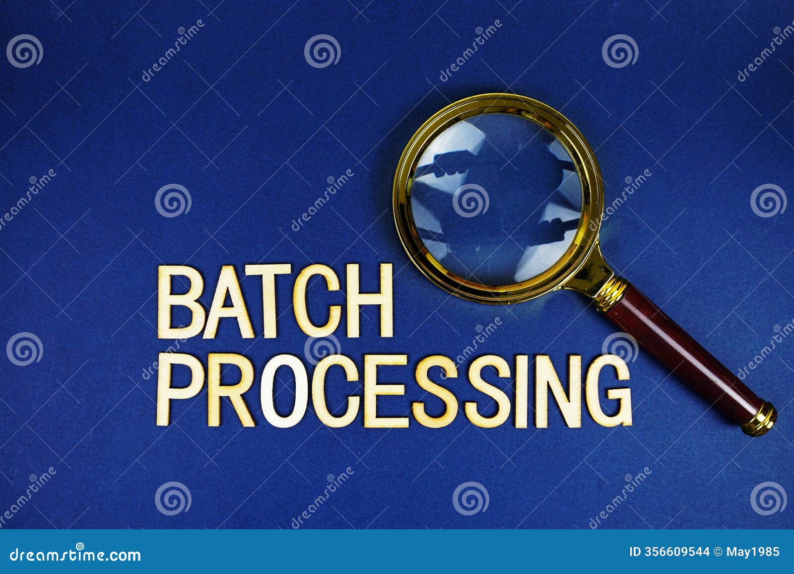 Batch Processing Alphabet Letters with Magnifying Glass on Navy Blue ...