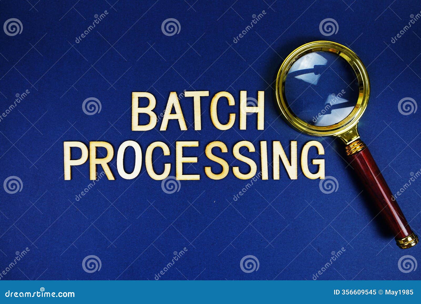 Batch Processing Alphabet Letters with Magnifying Glass on Navy Blue ...