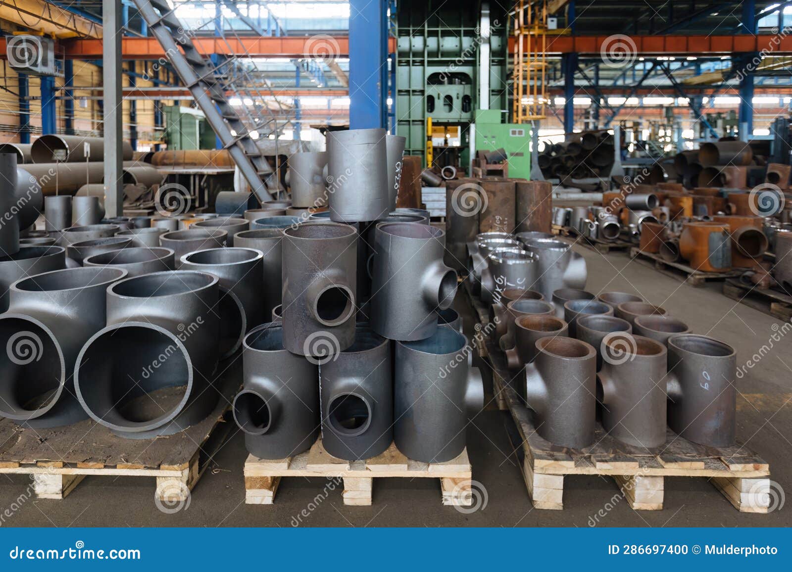 Batch of T Shape Pipe Parts in Factory Stock Photo - Image of ...