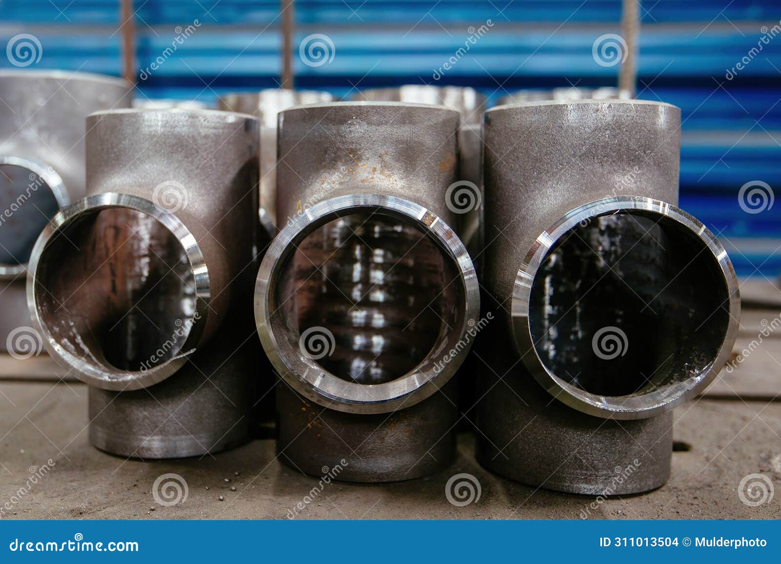 Batch of T Shape Pipe Parts in Factory Stock Photo - Image of round ...