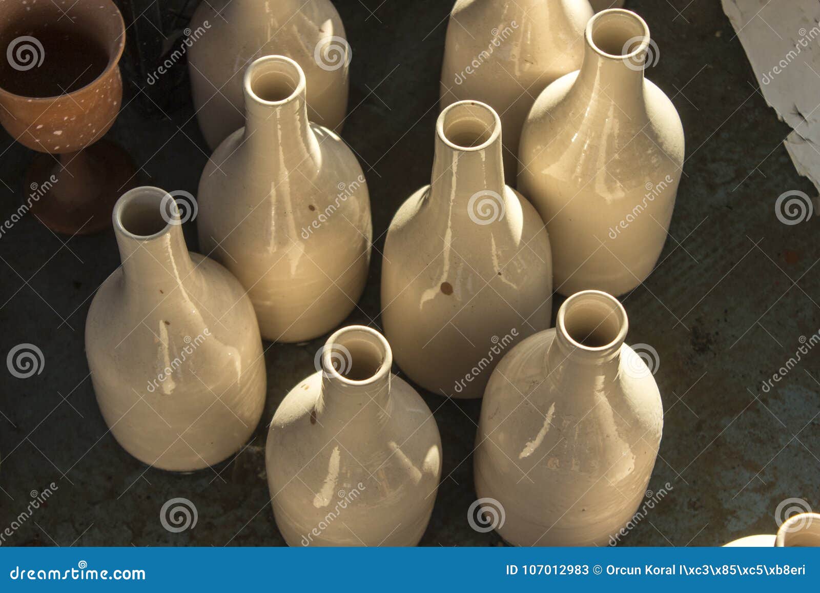 Batch of Traditional Handmade Bottle Design from Raw Ceramic Material ...