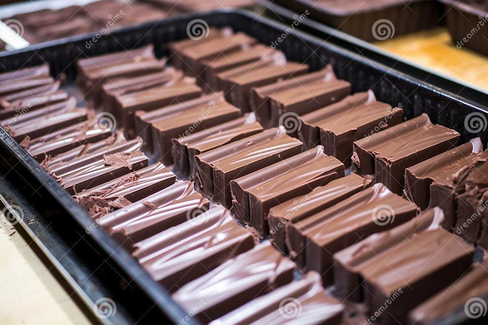 Batch of Unsweetened Dark Chocolate Bars in Molds Stock Image - Image ...