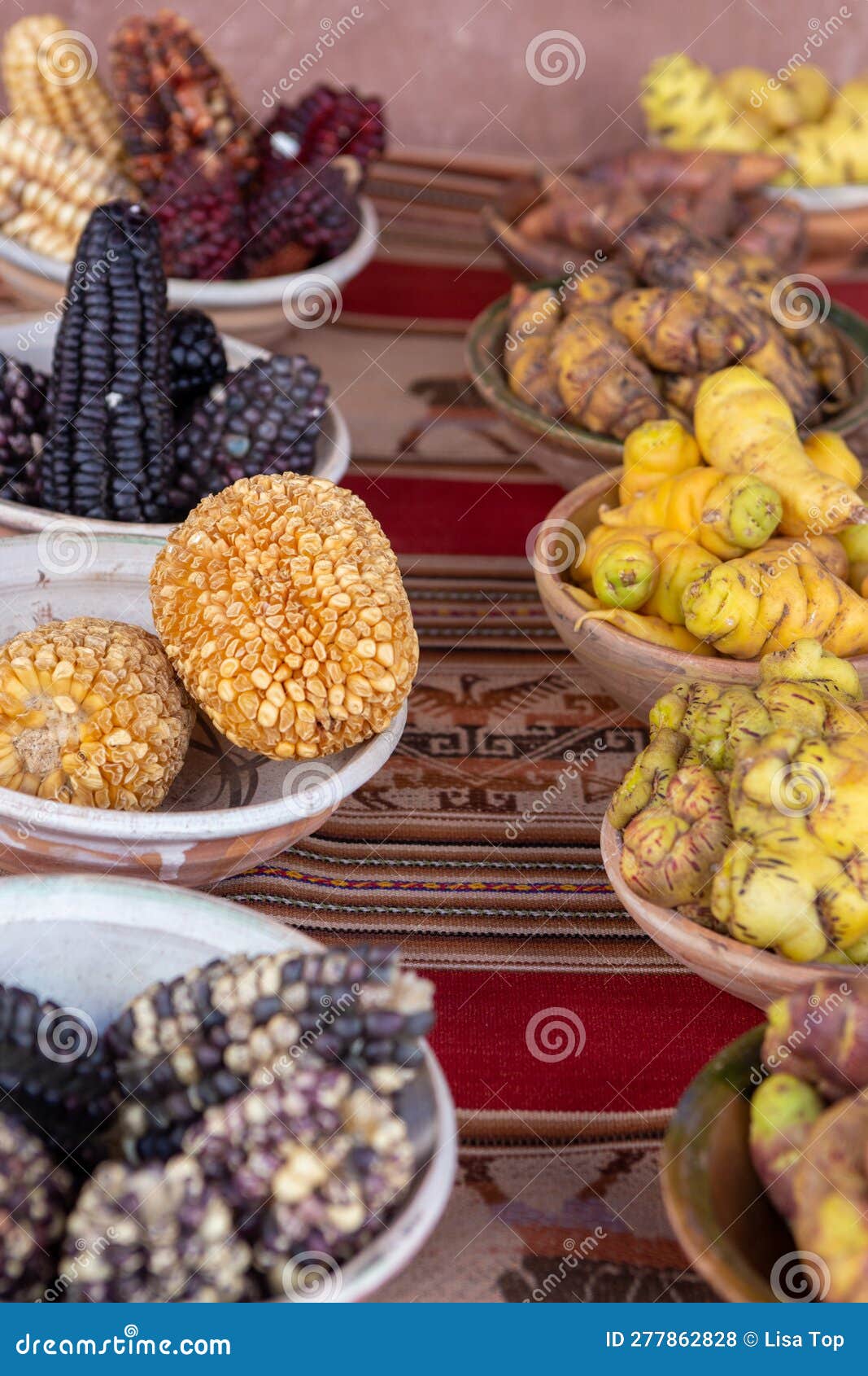 Batches of Peruvian Spices and Corn Stock Photo - Image of textiled ...
