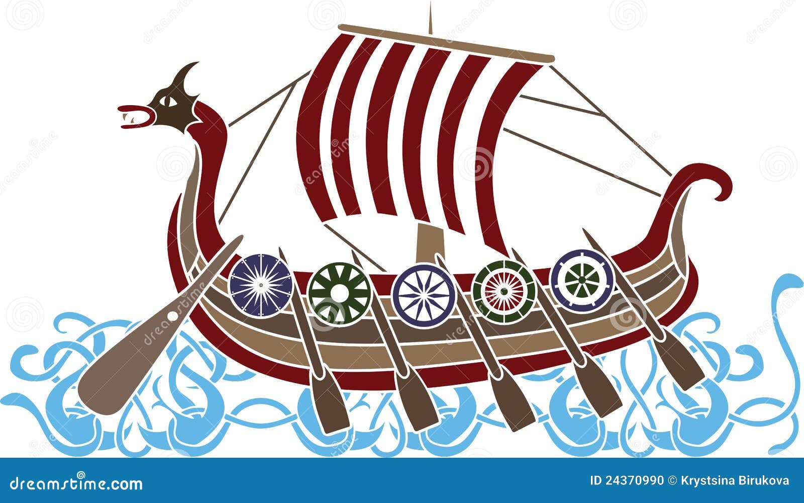 Bateau antique de Vikings illustration de vecteur. Illustration of bleu ...