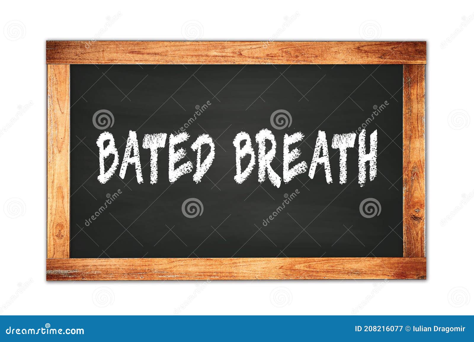 BATED BREATH Text Written on Wooden Frame School Blackboard Stock ...