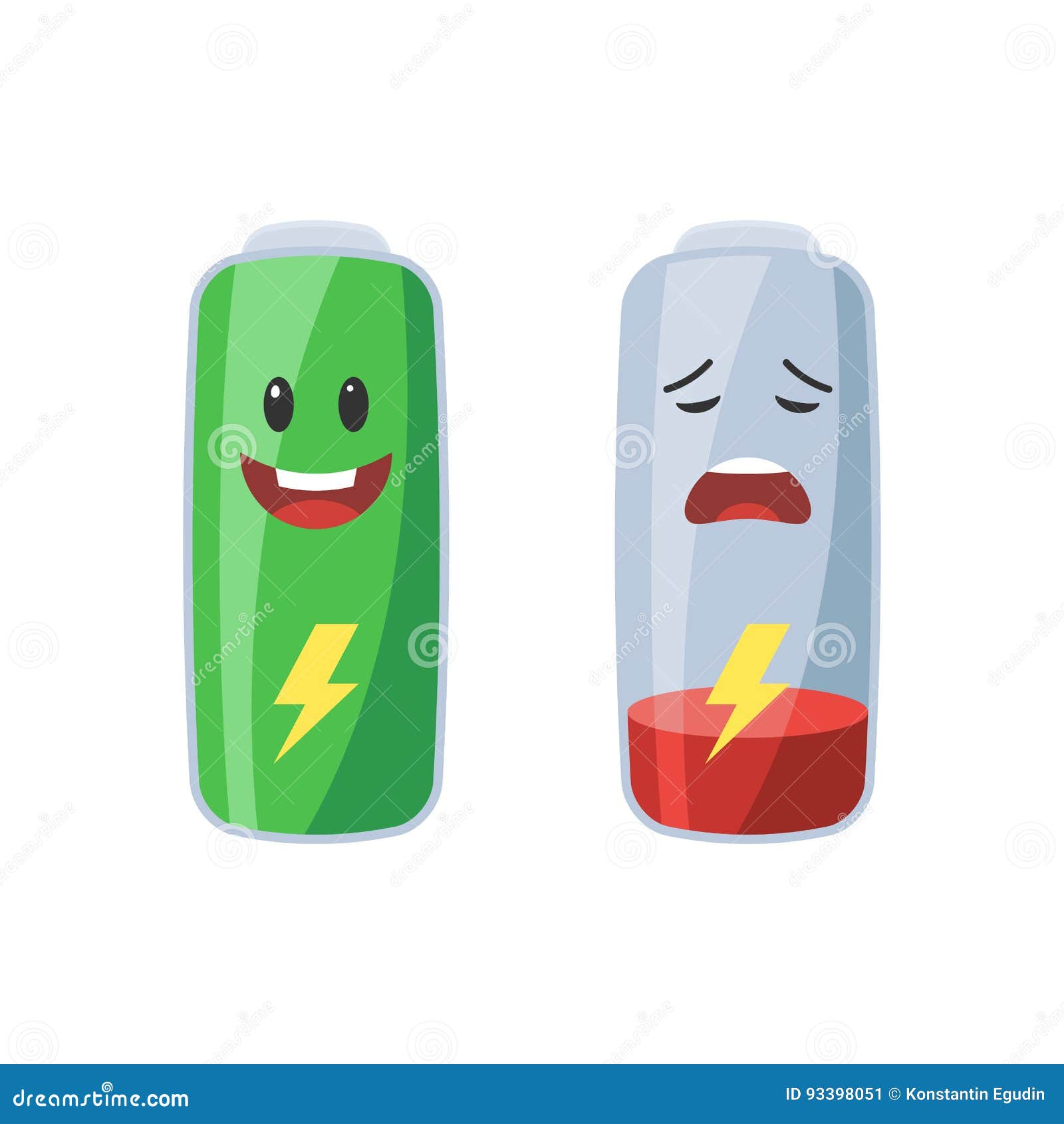 Batería llena y baja ilustración del vector. Ilustración de concepto ...