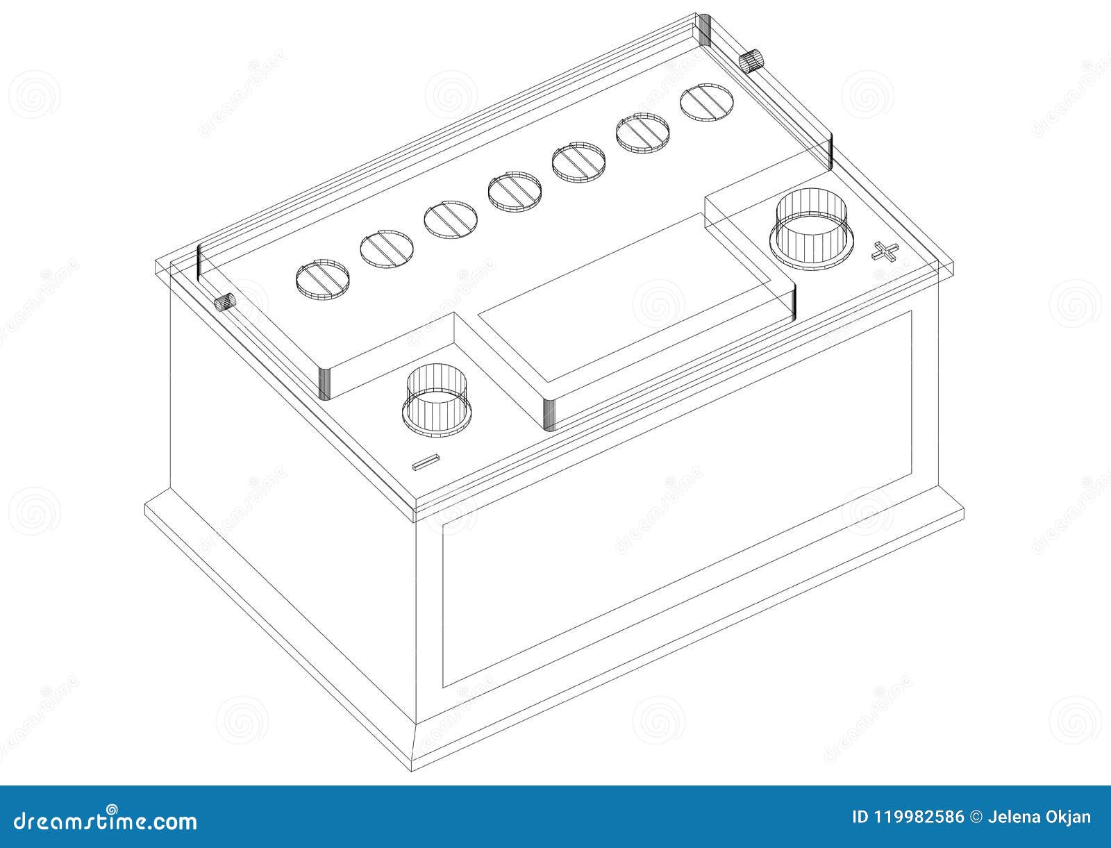 Bateria De Carro - Arquiteto Blueprint - Isolada Ilustração Stock ...