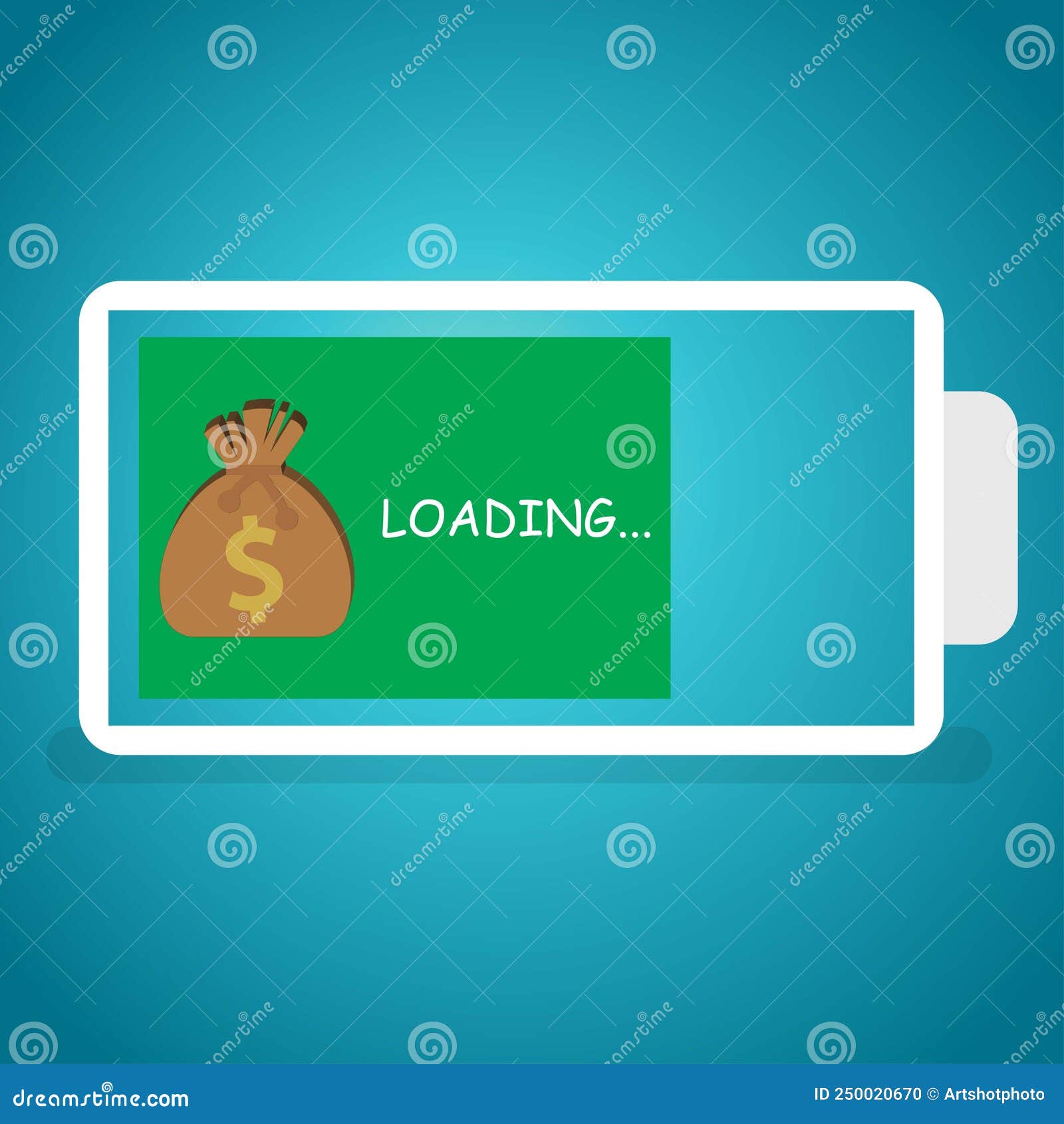 Battery with Money Sack and the Text Loading Stock Vector ...