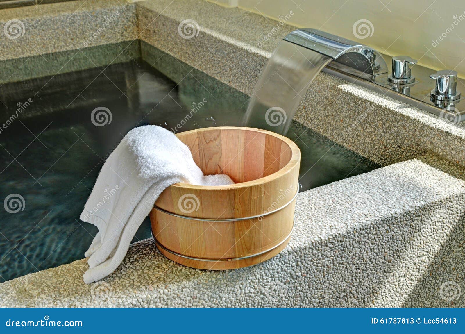 Bath bucket with a towel stock image. Image of bowl, ocean - 61787813