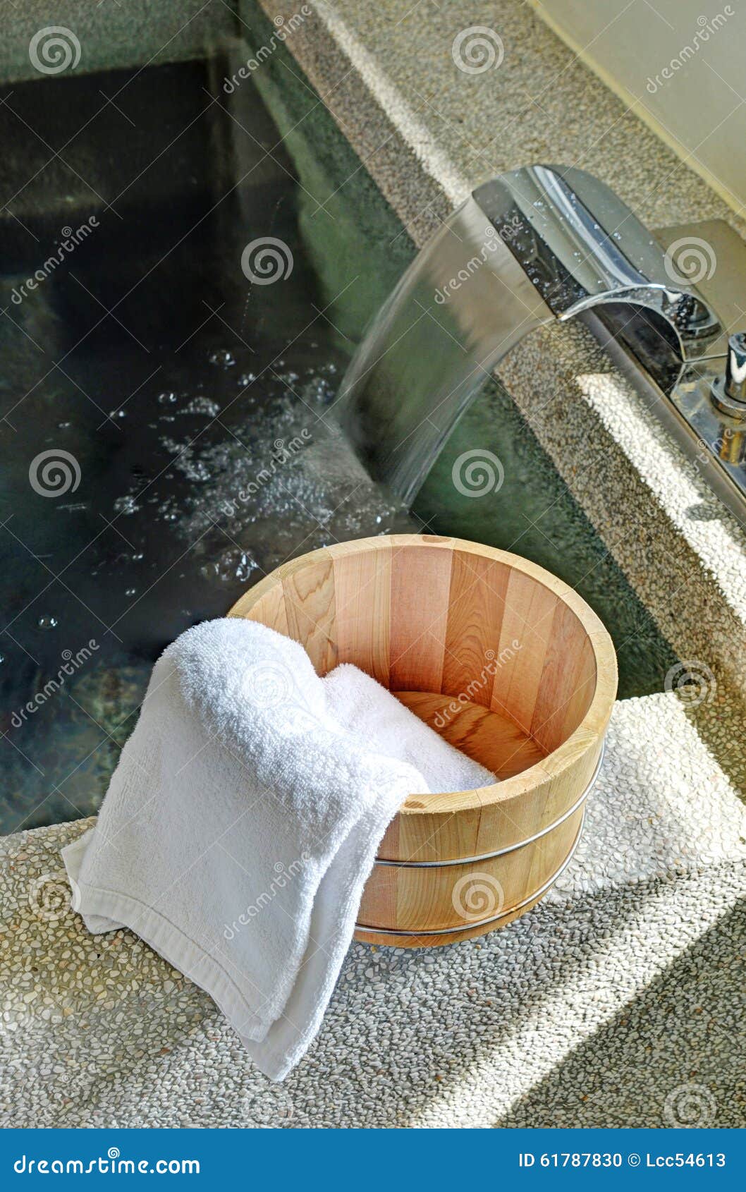 Bath bucket with a towel stock photo. Image of pail, dipper - 61787830