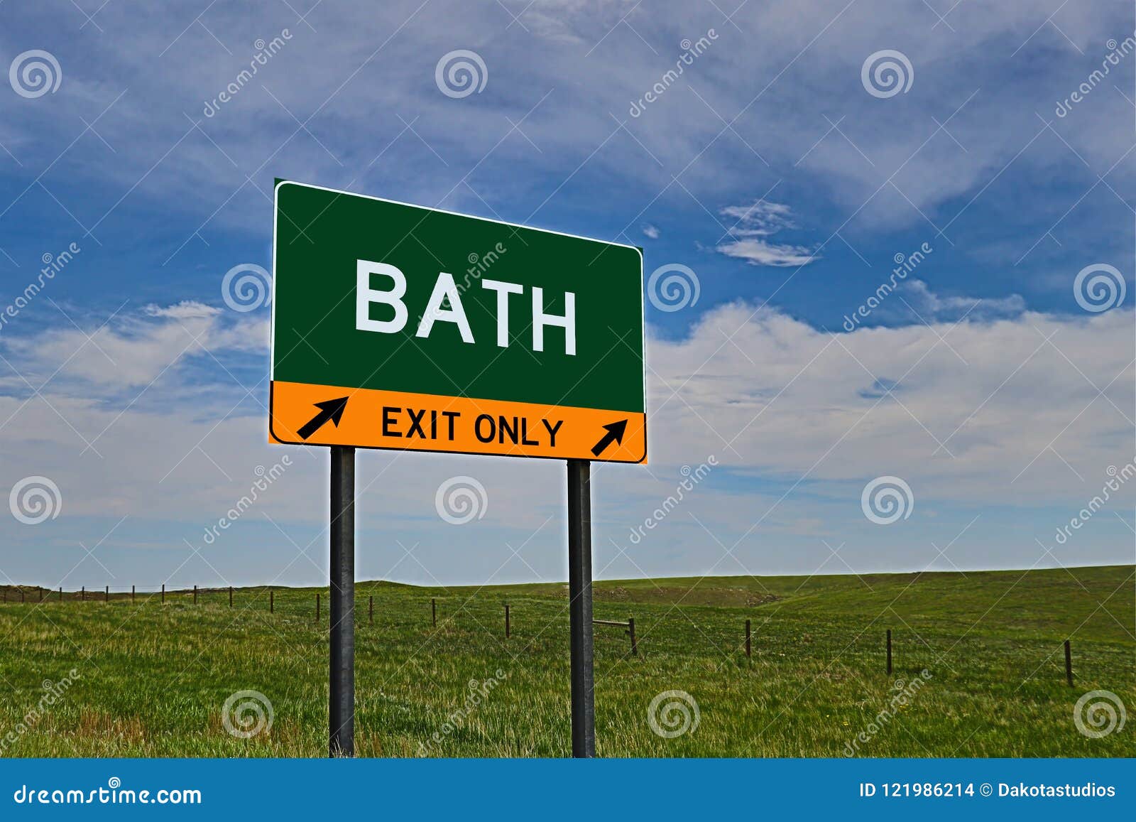 US Highway Exit Sign for Bath Stock Photo - Image of bright, navigate ...
