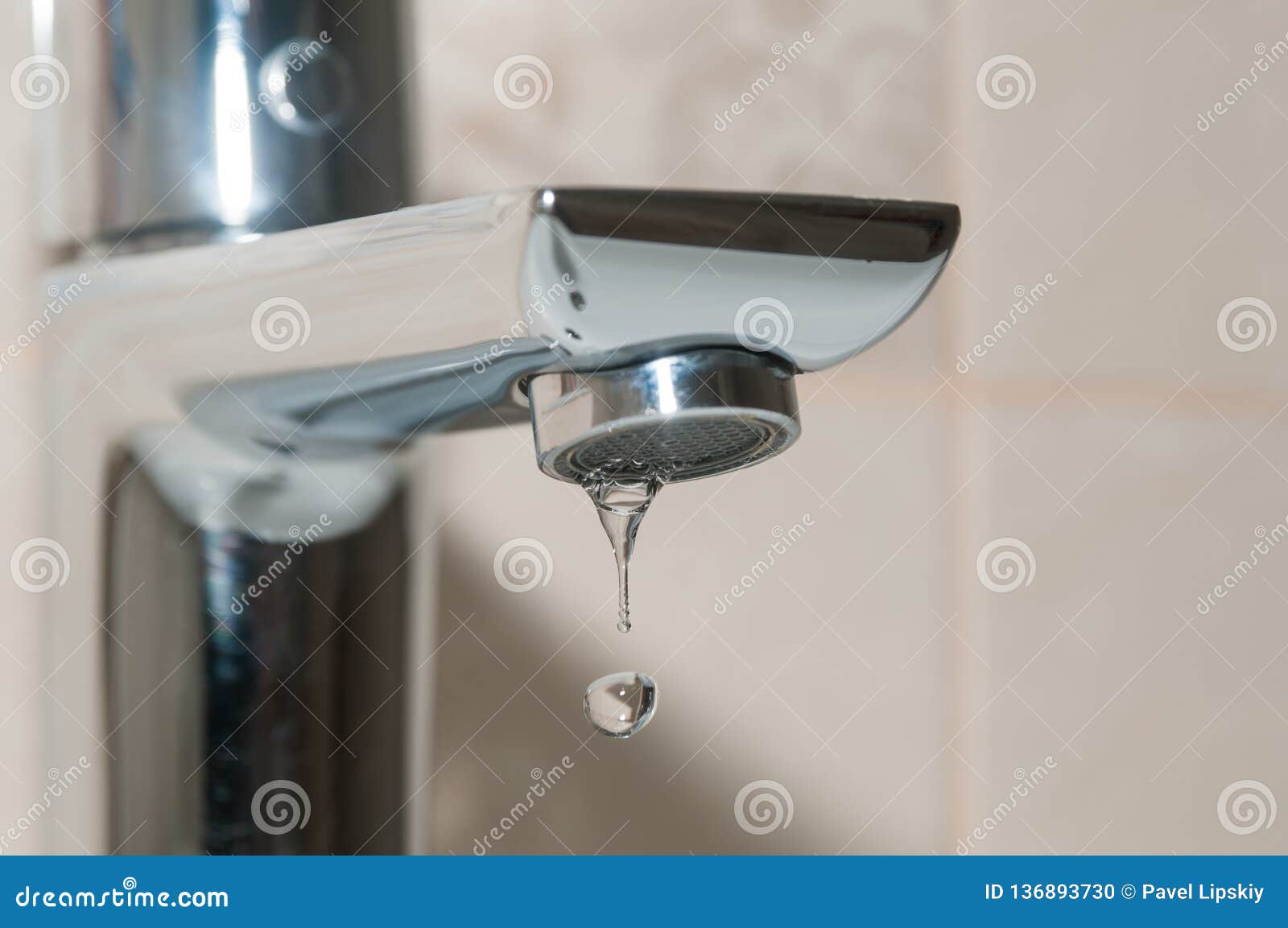 Bath Faucet and Water Drops Stock Photo - Image of closeup, household ...