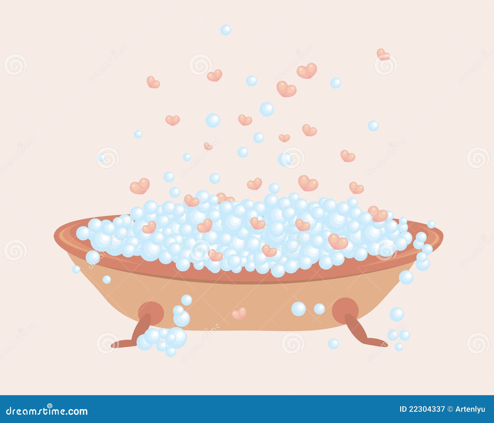 Bath Full of Bubbles and Hearts Stock Vector - Illustration of foam ...