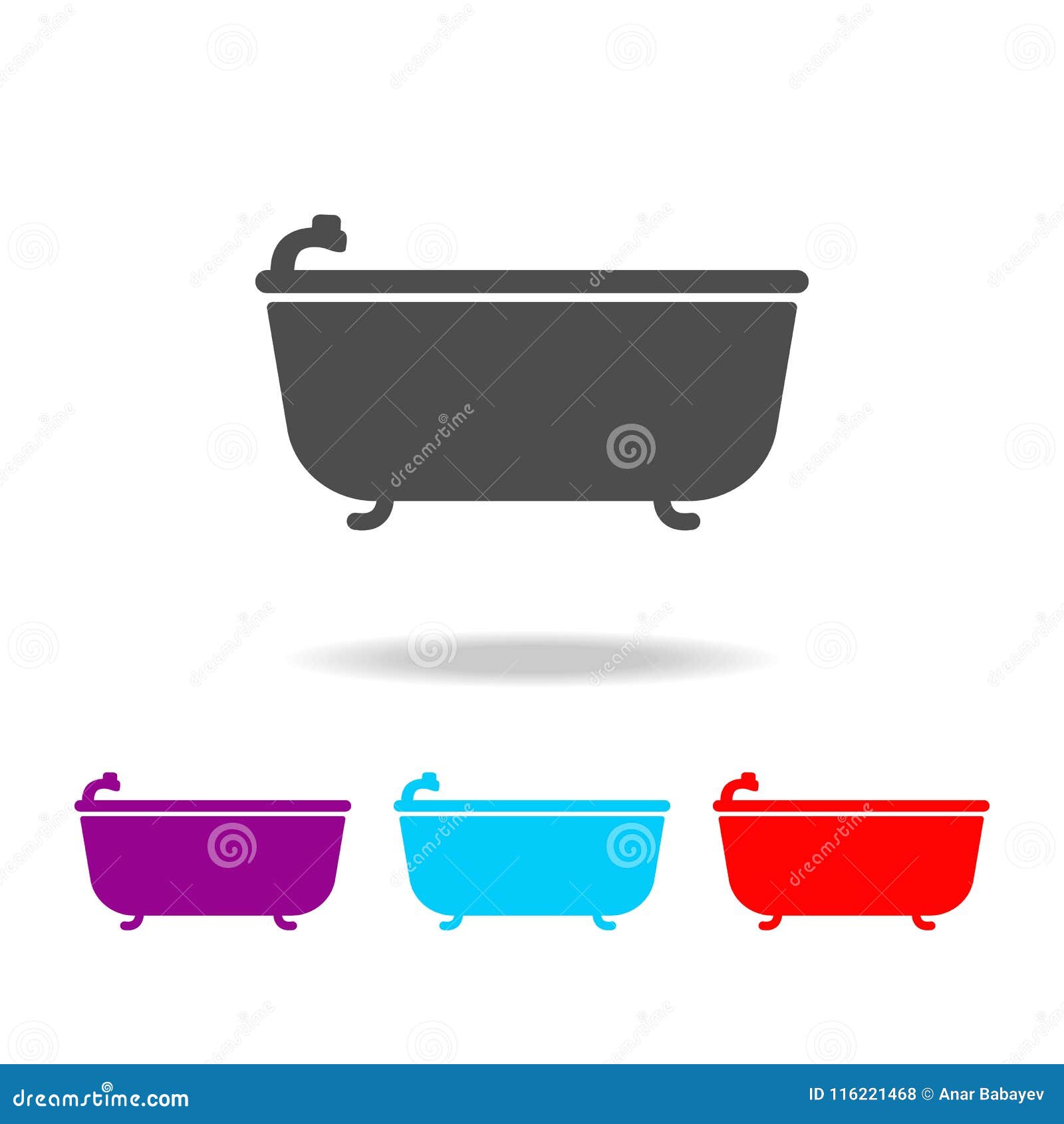 Bath Icon Elements Of Bathroom In Multi Colored Icons Premium Quality