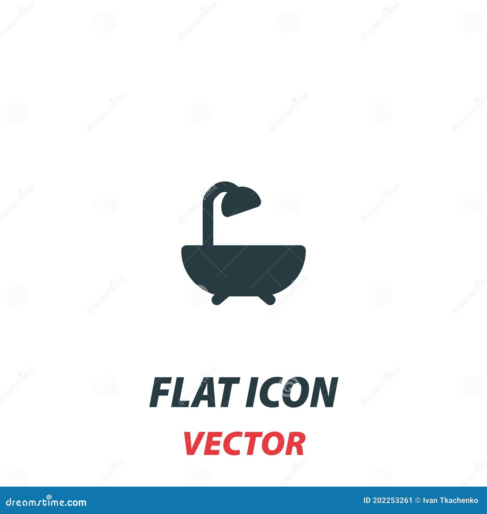 Bath Icon in a Flat Style. Vector Illustration Pictogram on White ...