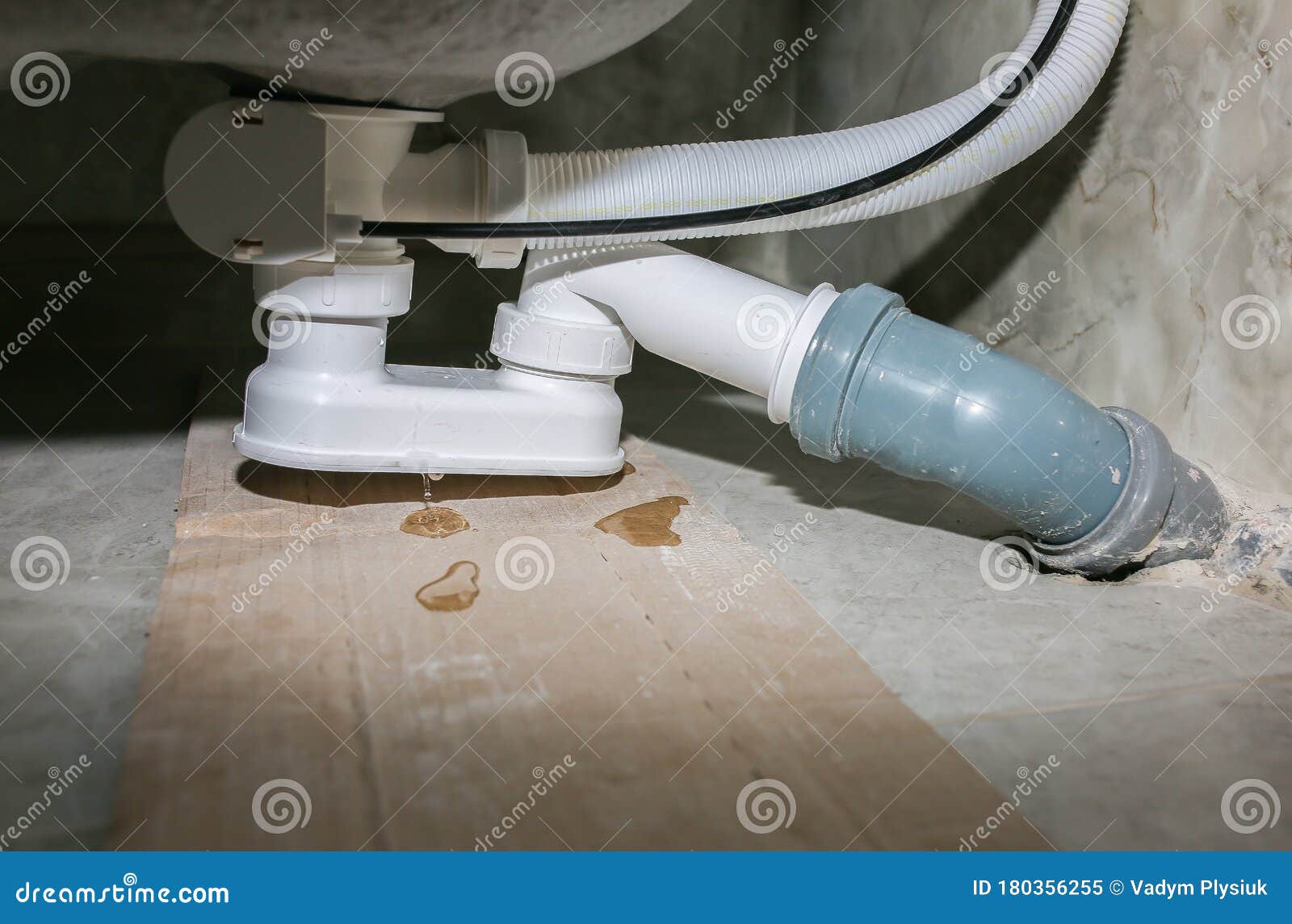 Bath Installation. Testing Tube Leak. Drops of Water. Maintenance ...