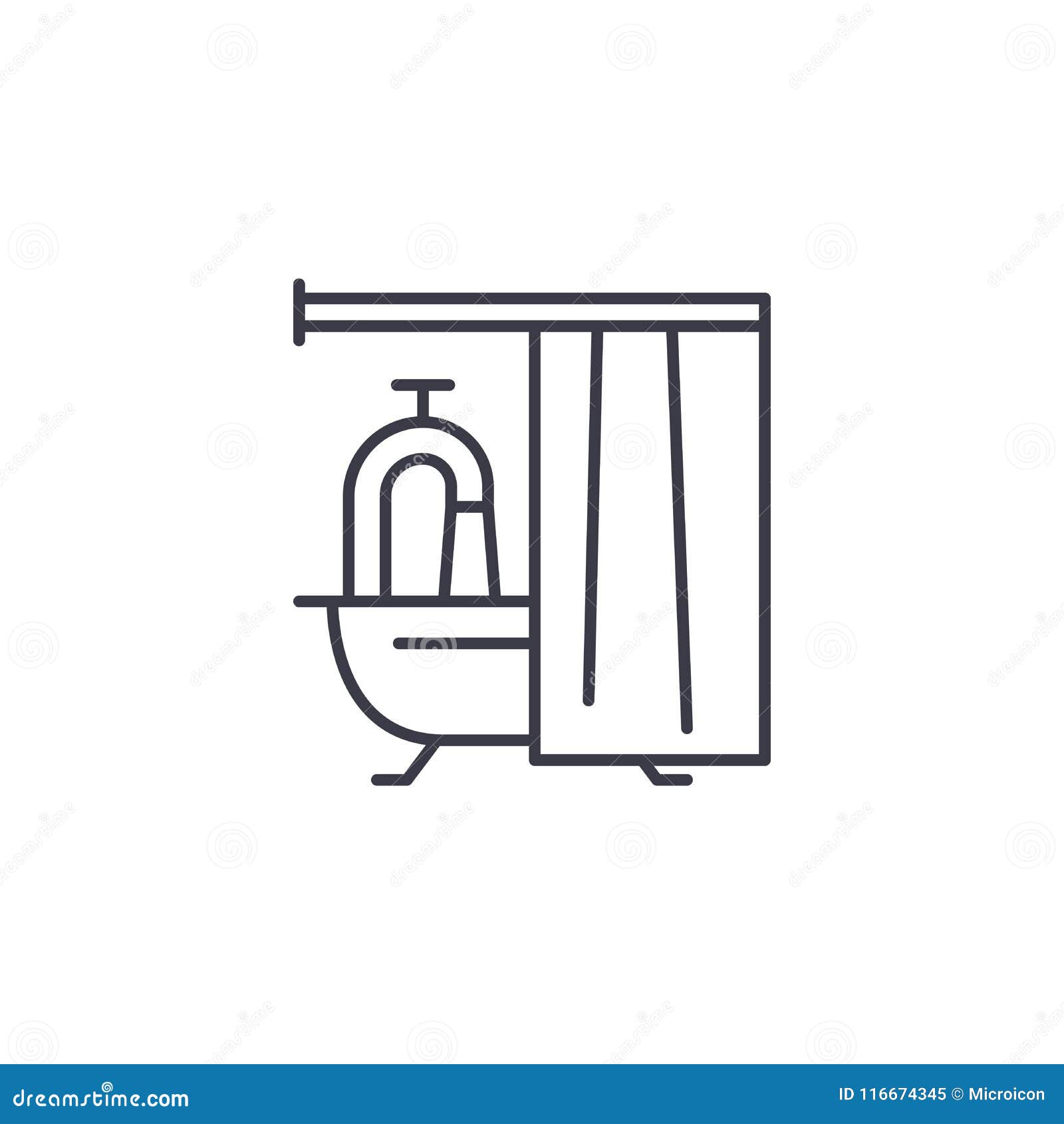Bath Linear Icon Concept. Bath Line Vector Sign, Symbol, Illustration ...