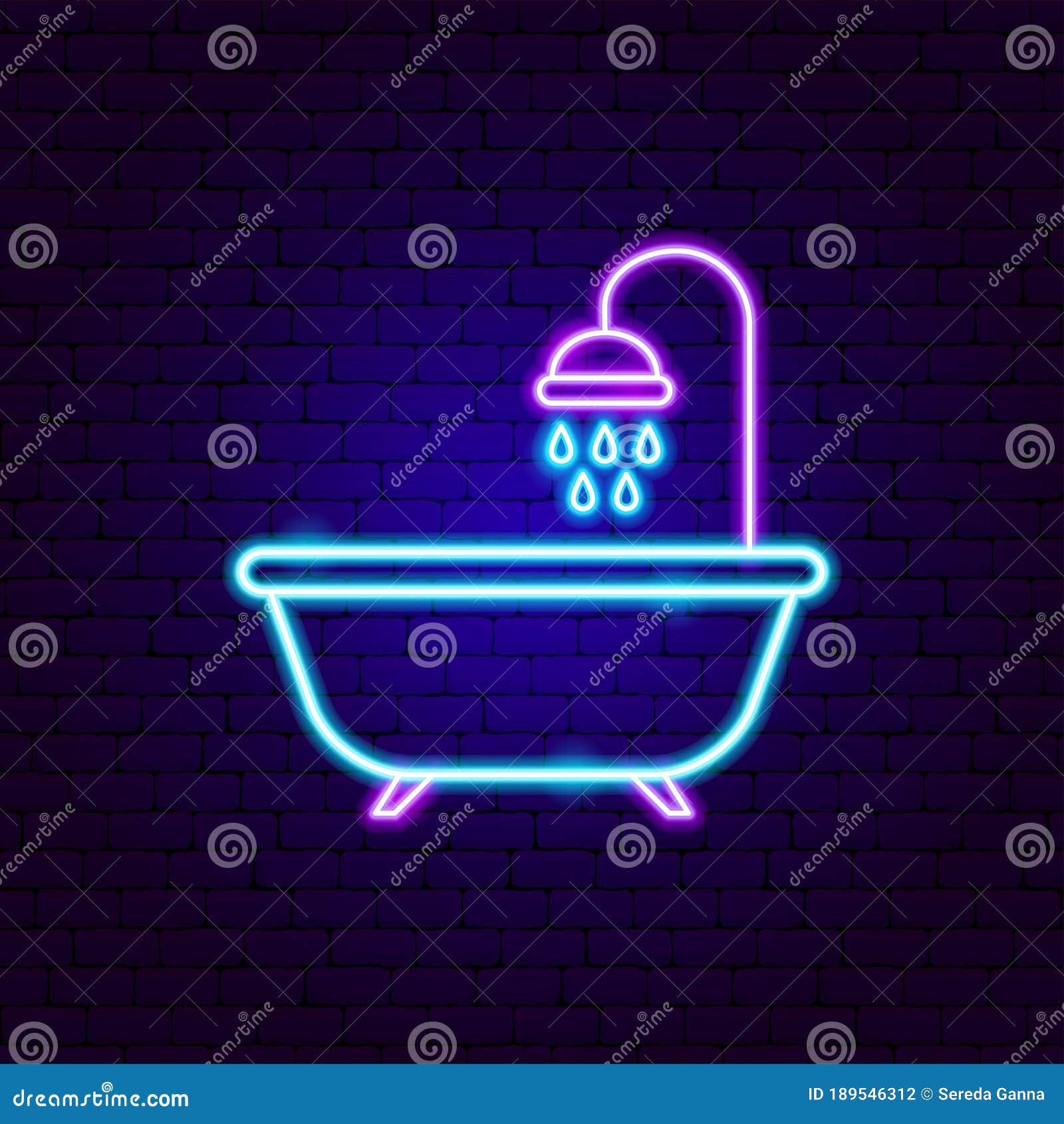 Bath Neon Sign stock vector. Illustration of holiday - 189546312