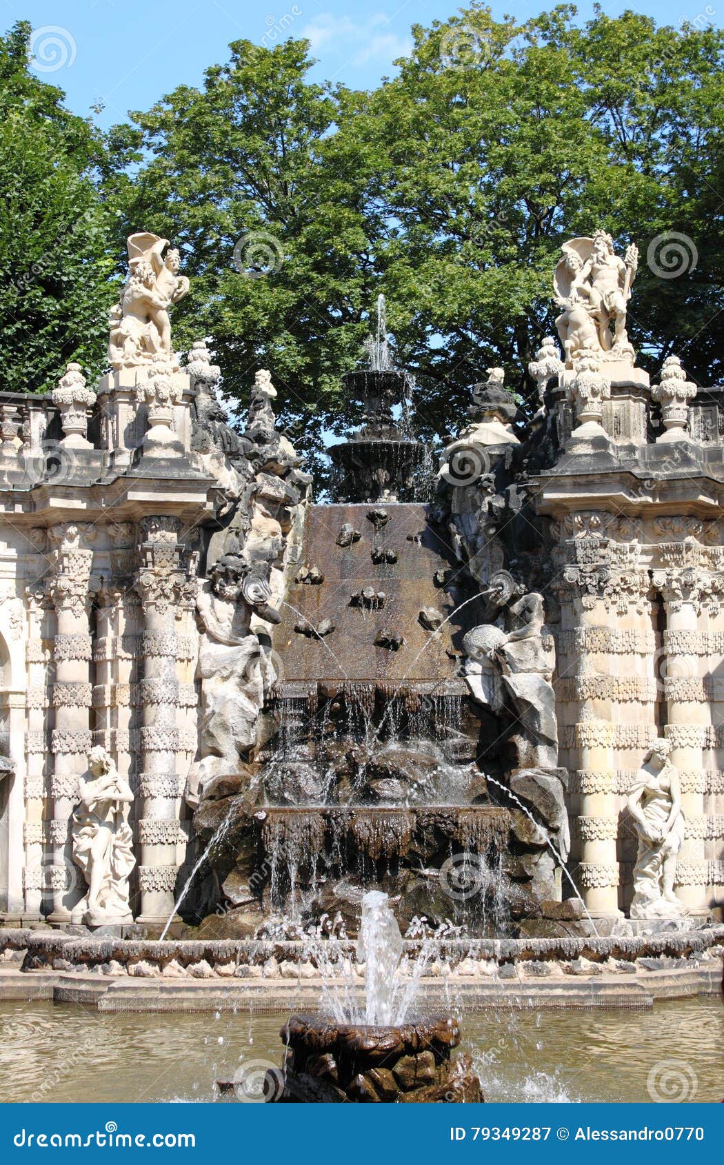 Zwinger Nymphs Bath Pavilion Waterfall From Dresden In Germany Stock ...