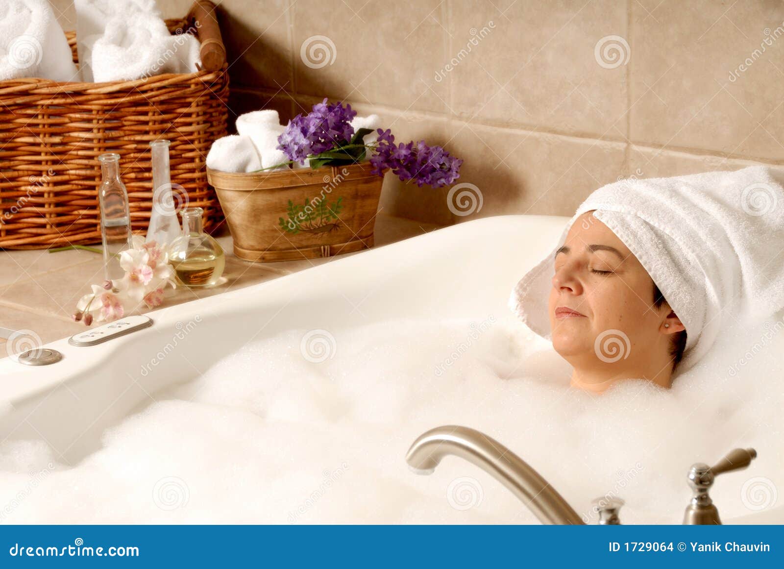 Bath and oils stock photo. Image of wellness, lilacs, flowers - 1729064