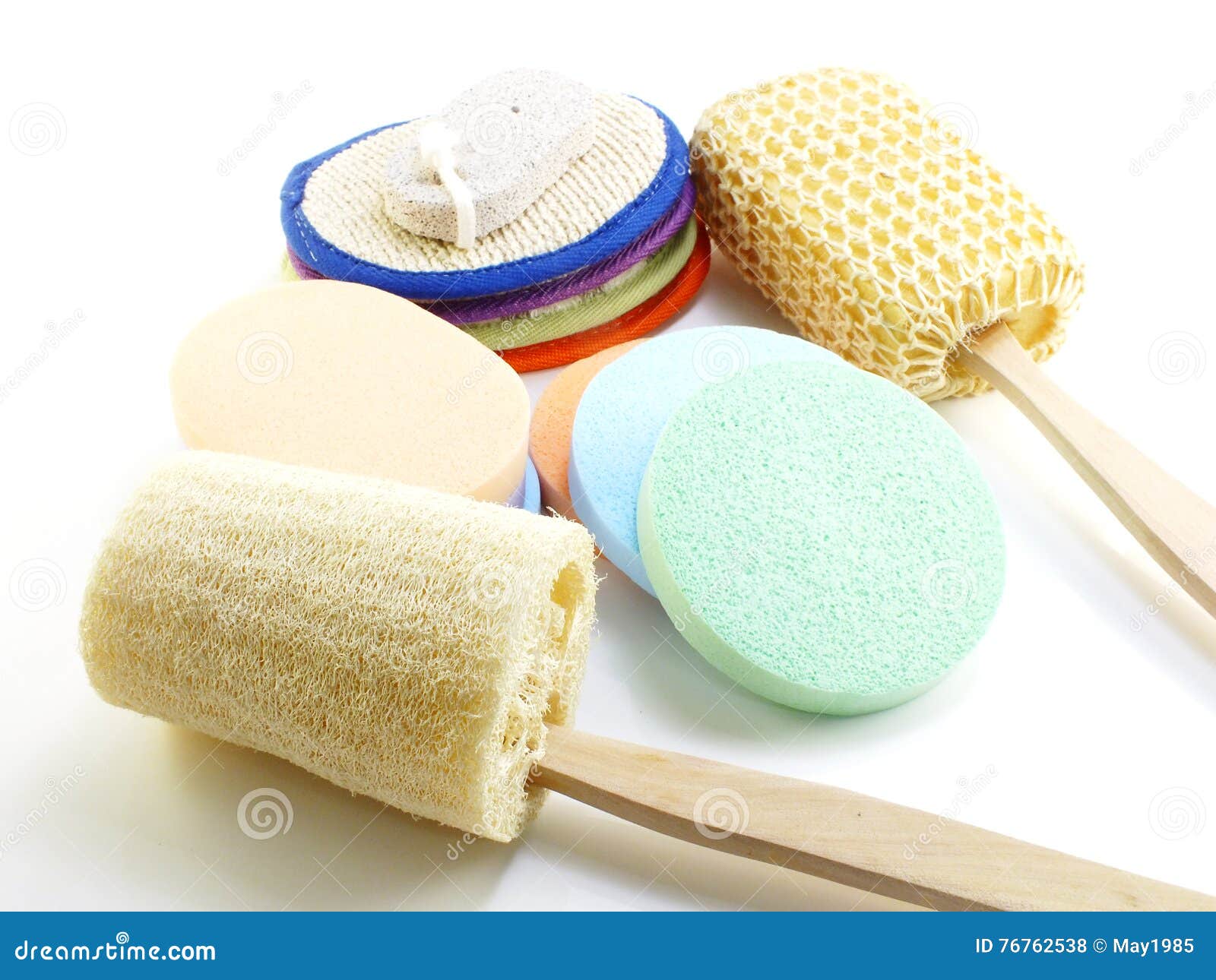 Bath Puff and Loofah Spa Kit Stock Photo - Image of products, cosmetic ...