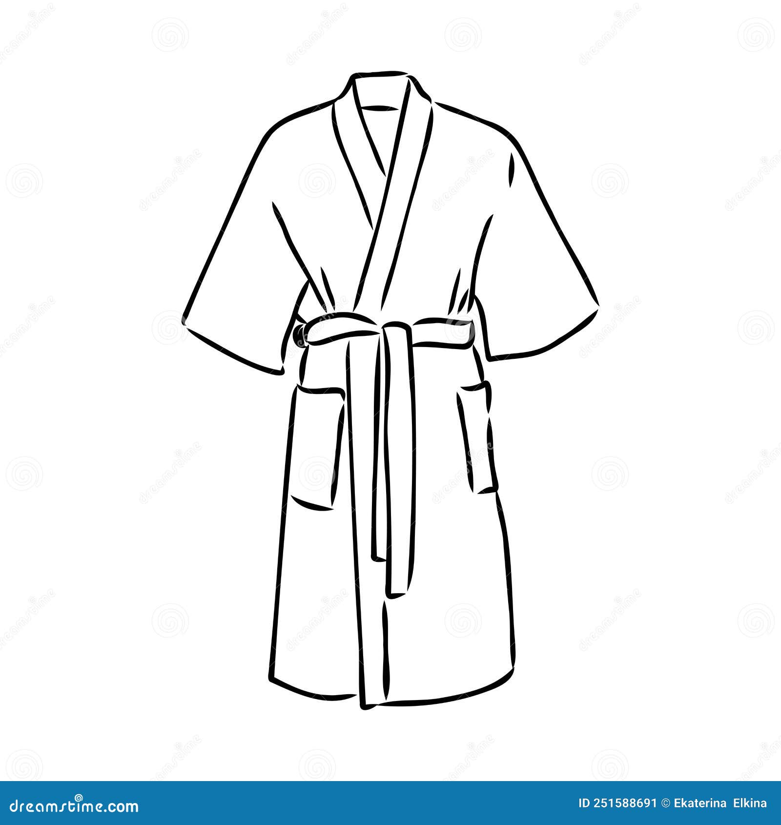Robe For The Shower, Bathrobe, Doodle Style, Sketch Illustration, Hand ...