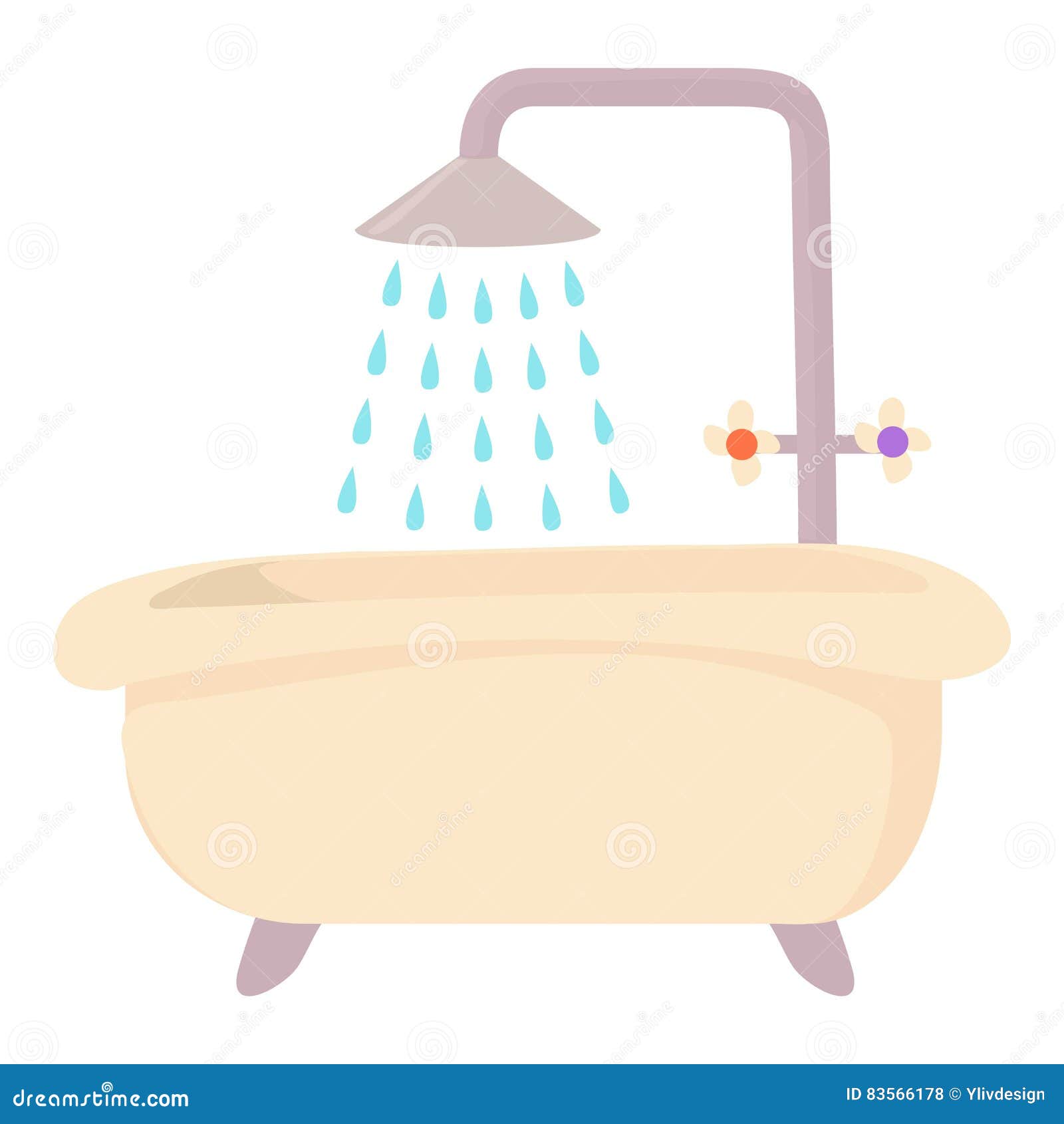 Bath with Shower Icon, Cartoon Style Stock Vector - Illustration of ...