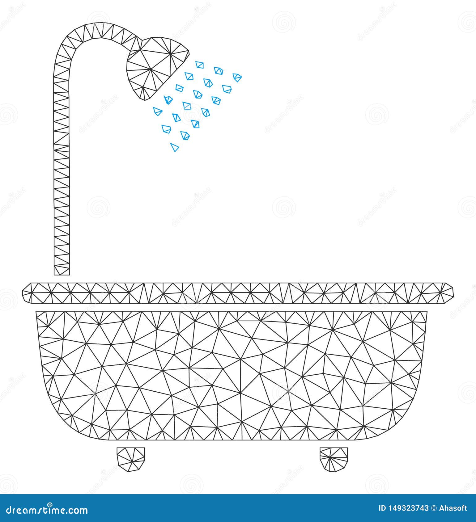 Bath Shower Vector Mesh 2D Model Stock Vector - Illustration of linear ... Bath Shower Vector Mesh 2D Model Stock Vector - Illustration of linear ...