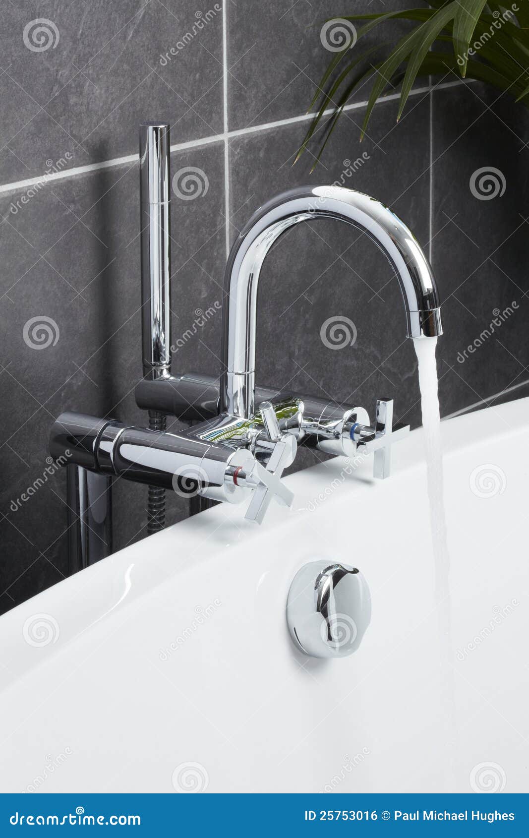 Bath Tap in Contemporary Bathroom Stock Photo - Image of washing ...