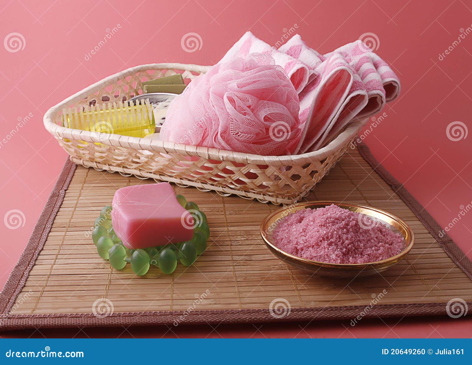 Bath things in basket stock photo. Image of green, brush - 20649260