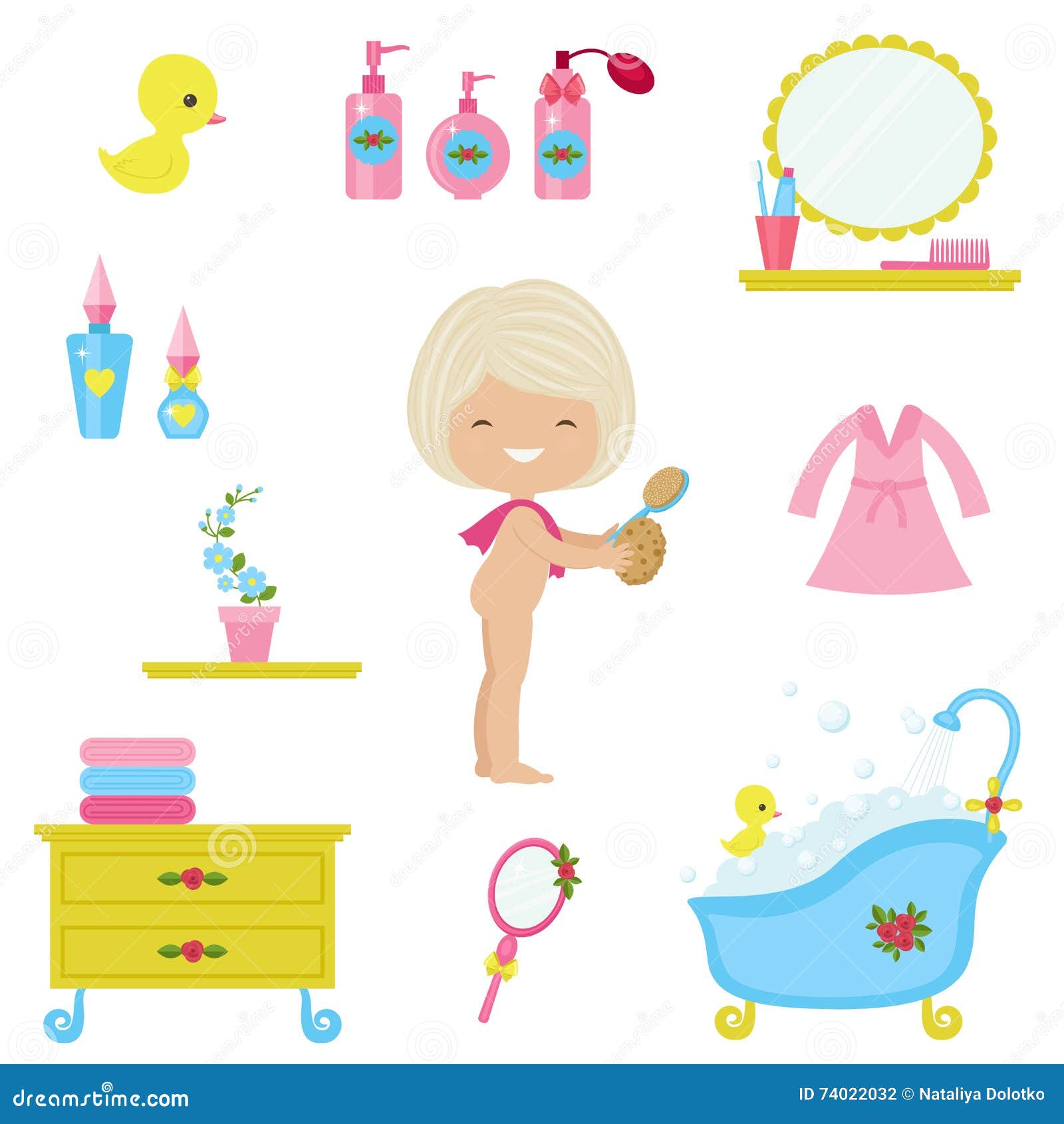 Bath time icons set stock vector. Illustration of person - 74022032