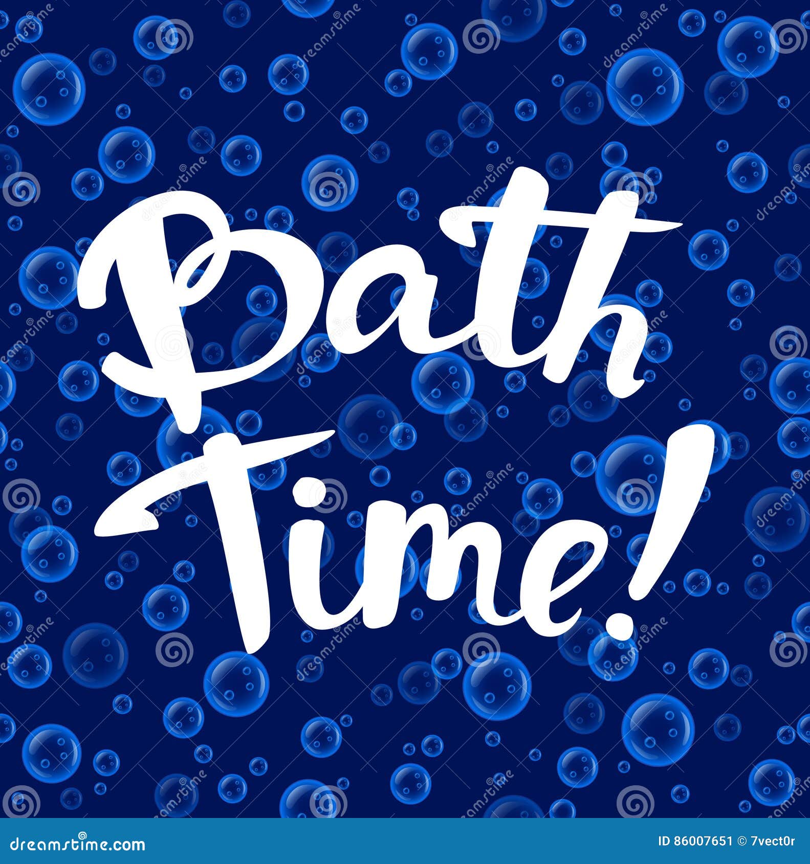 Bath Time Lettering on a Seamless Pattern Texture with Water Bubbles ...