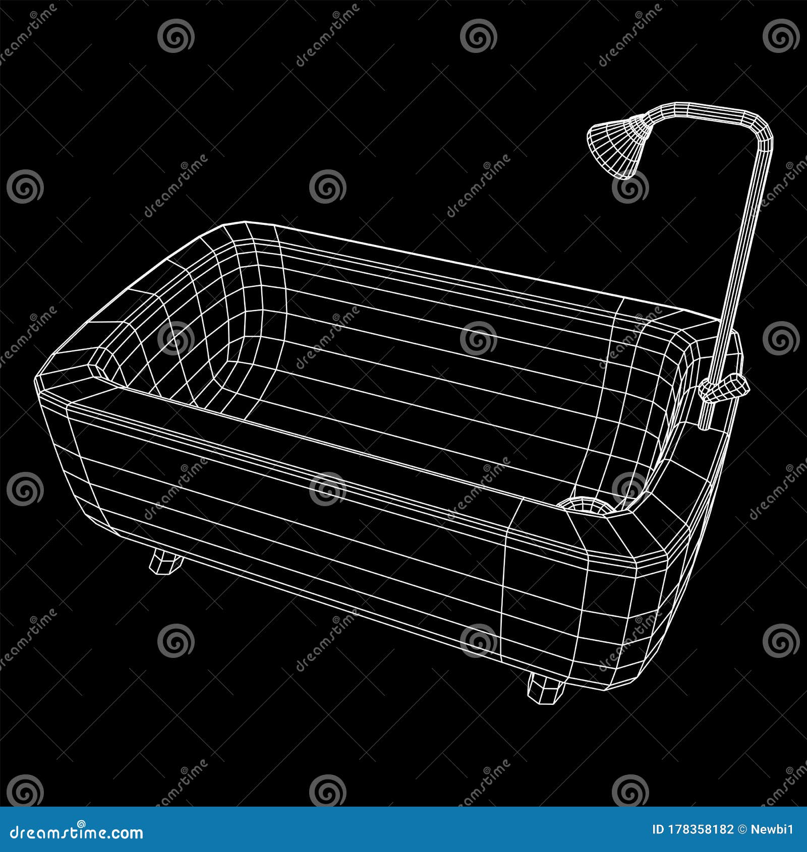 Bath Tub with Legs and Shower. Stock Vector - Illustration of taking ...