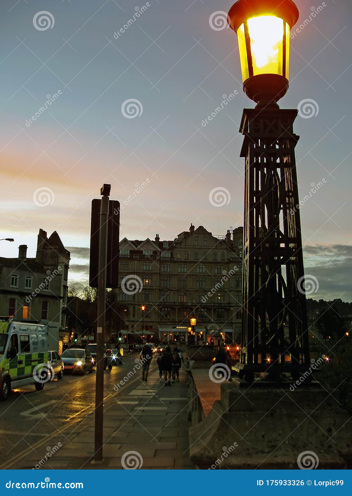 Street at Night in Bath, UK Stock Photo - Image of lights, sunset ...