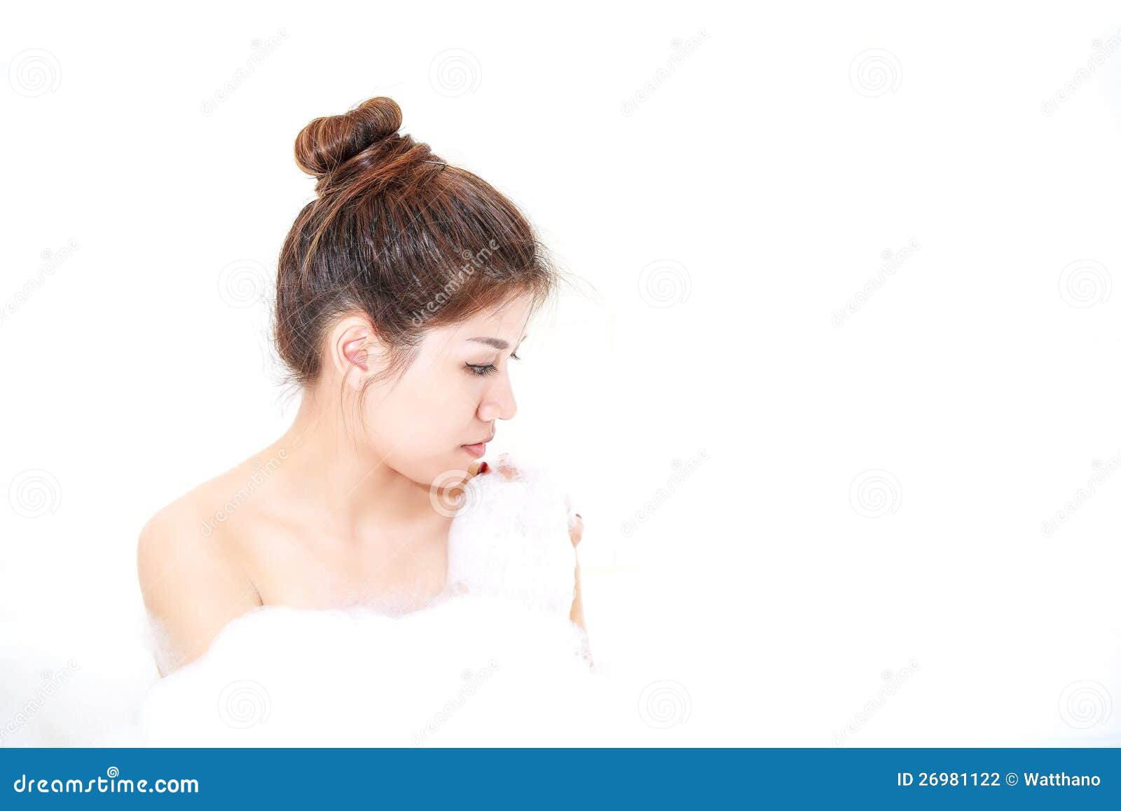 Bath Woman Model Enjoying Bathtub with Bath Foam Stock Photo - Image of ...