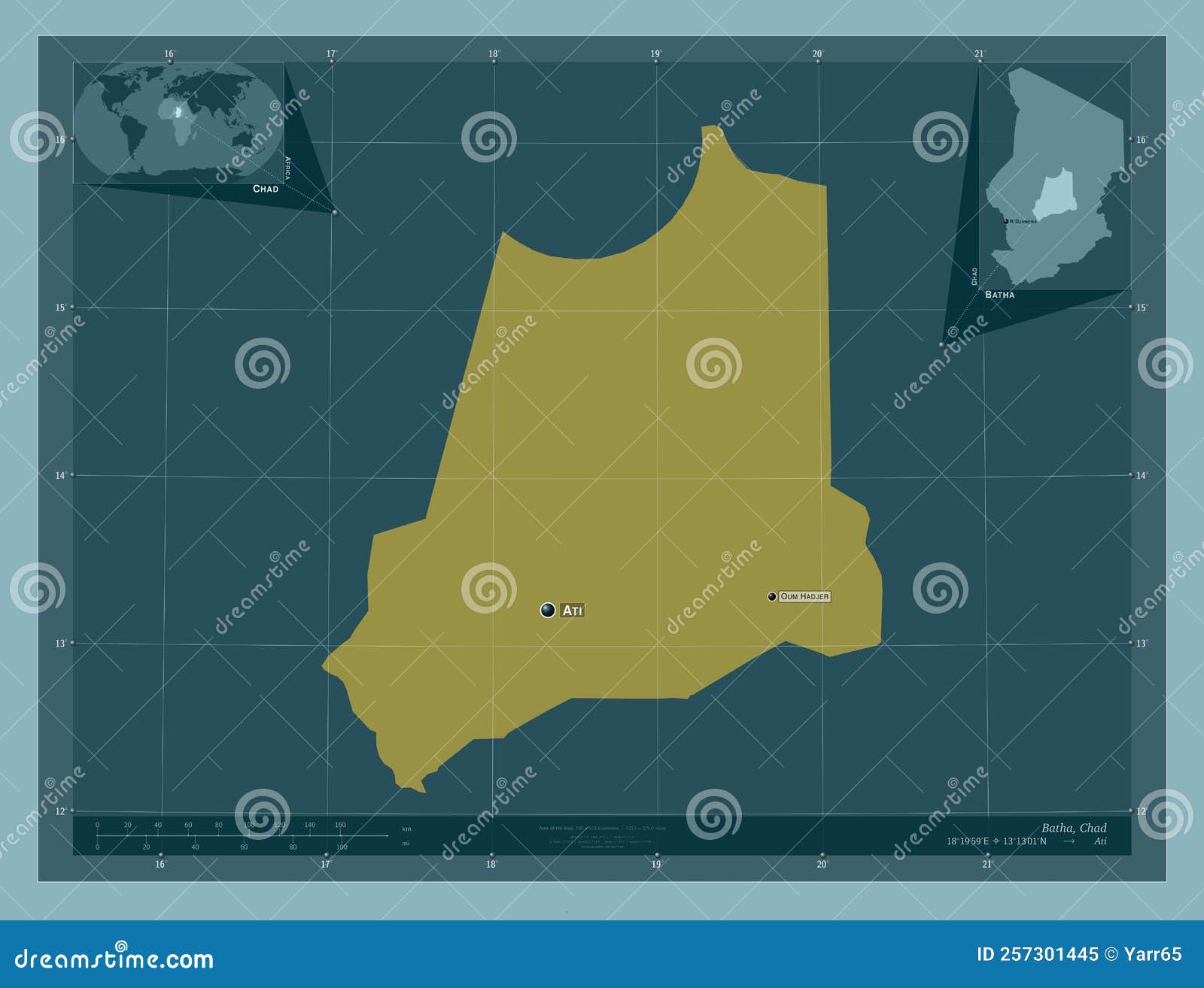 Batha, Chad. Solid. Labelled Points of Cities Stock Illustration ...