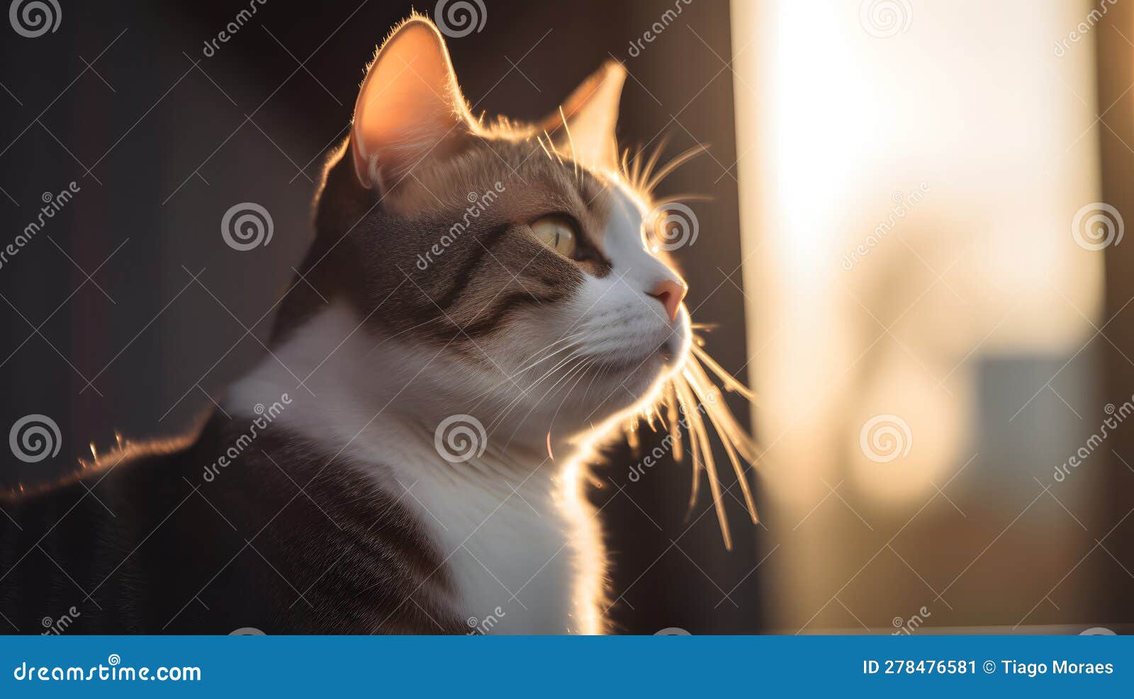 Bathed in Golden Hour S Light: a Captivating Cat Portrait Stock ...