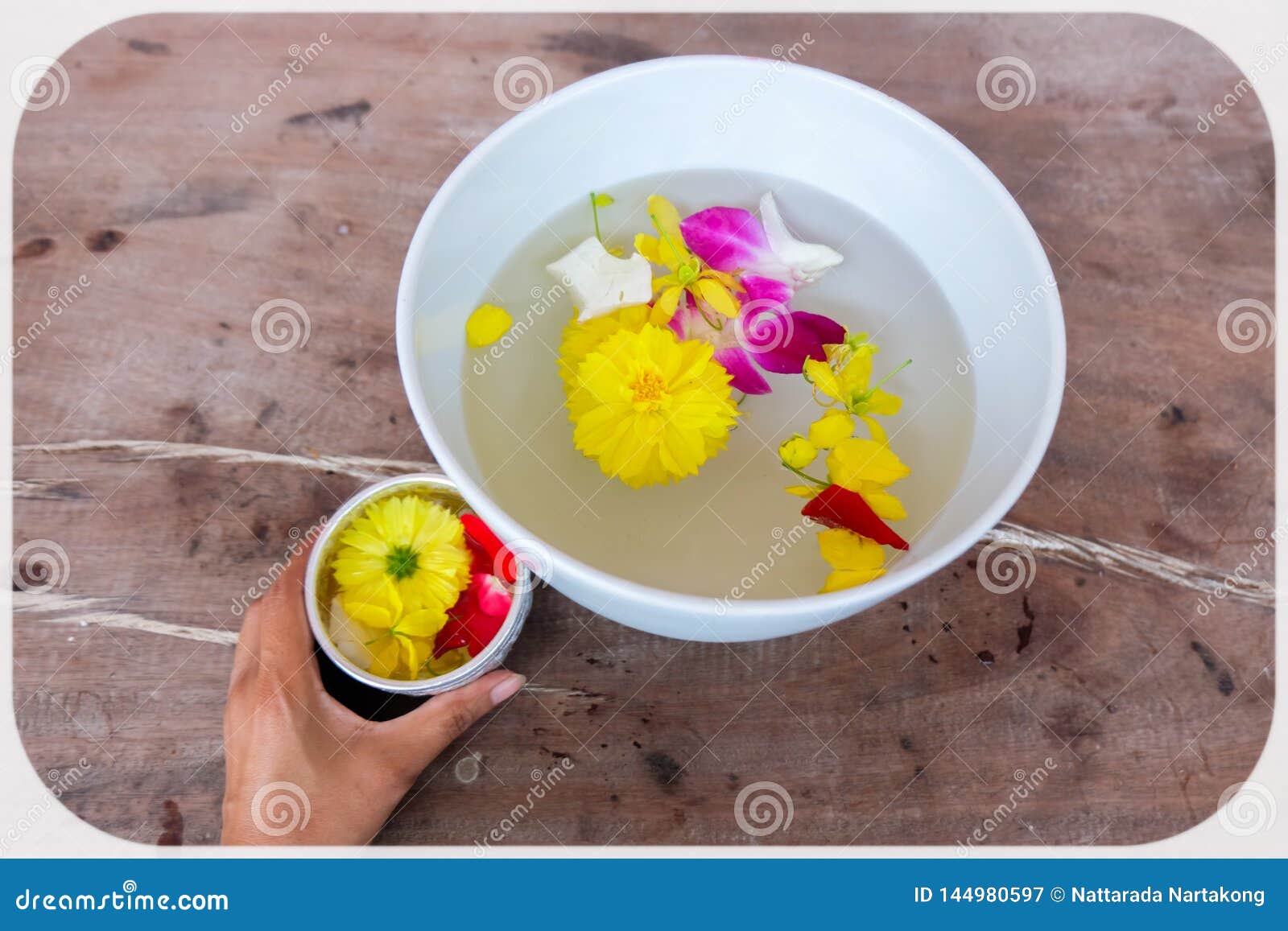 Fresh Water Containers and Flowers Stock Image - Image of happy, summer ...