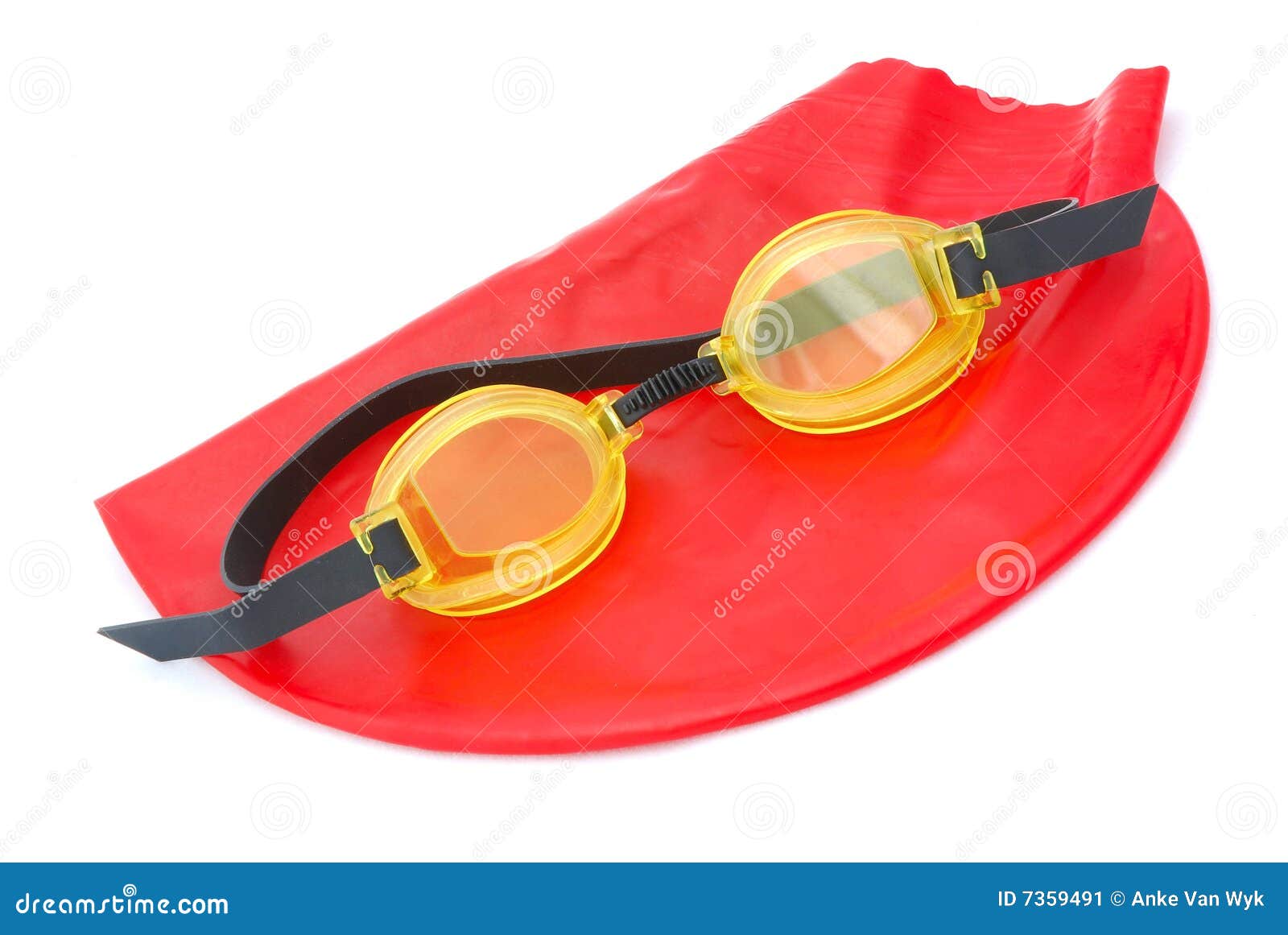 Bathing cap with goggles stock image. Image of accessories - 7359491